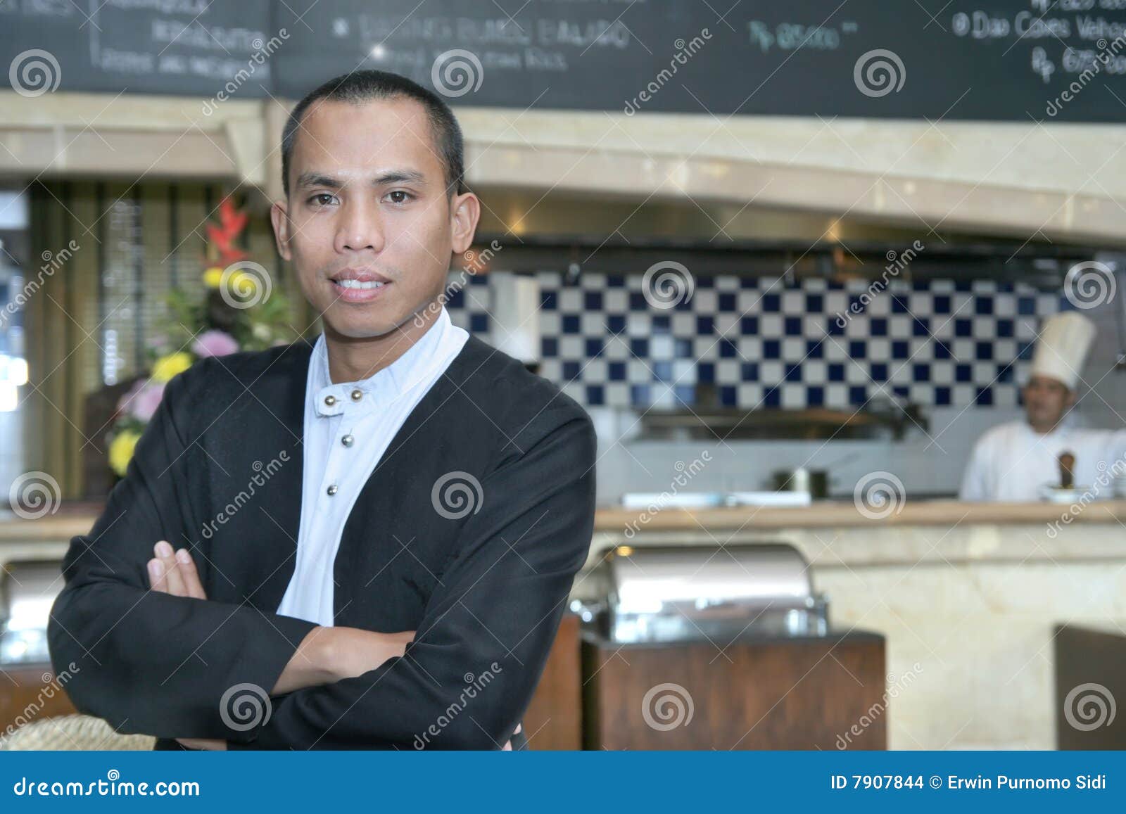 Man in Waiter Uniform at Work Stock Photo - Image of thumb, industry ...