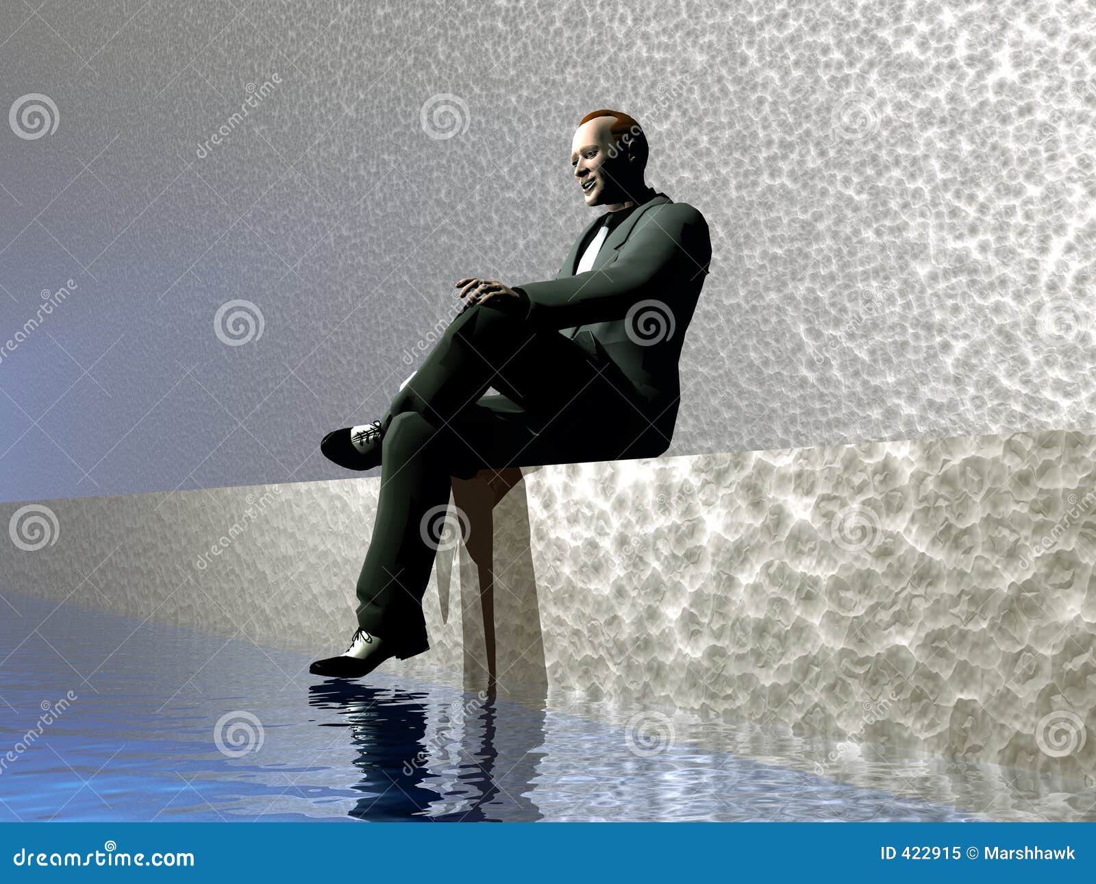 Man Waiting stock illustration. Illustration of water, peaceful - 422915