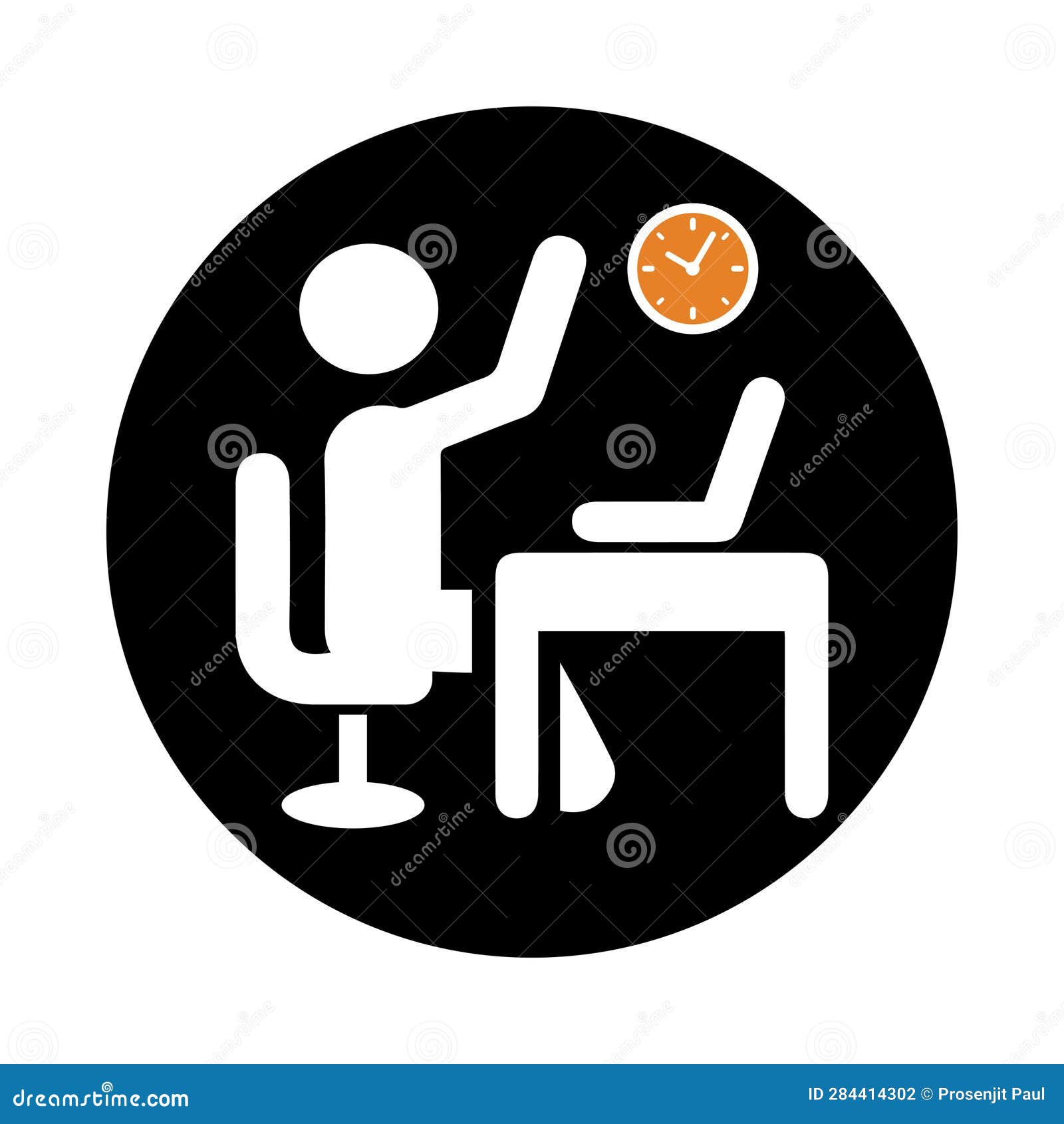 Man, Waiting, Clock, Table, Laptop, Worker Waiting Icon Stock Vector ...