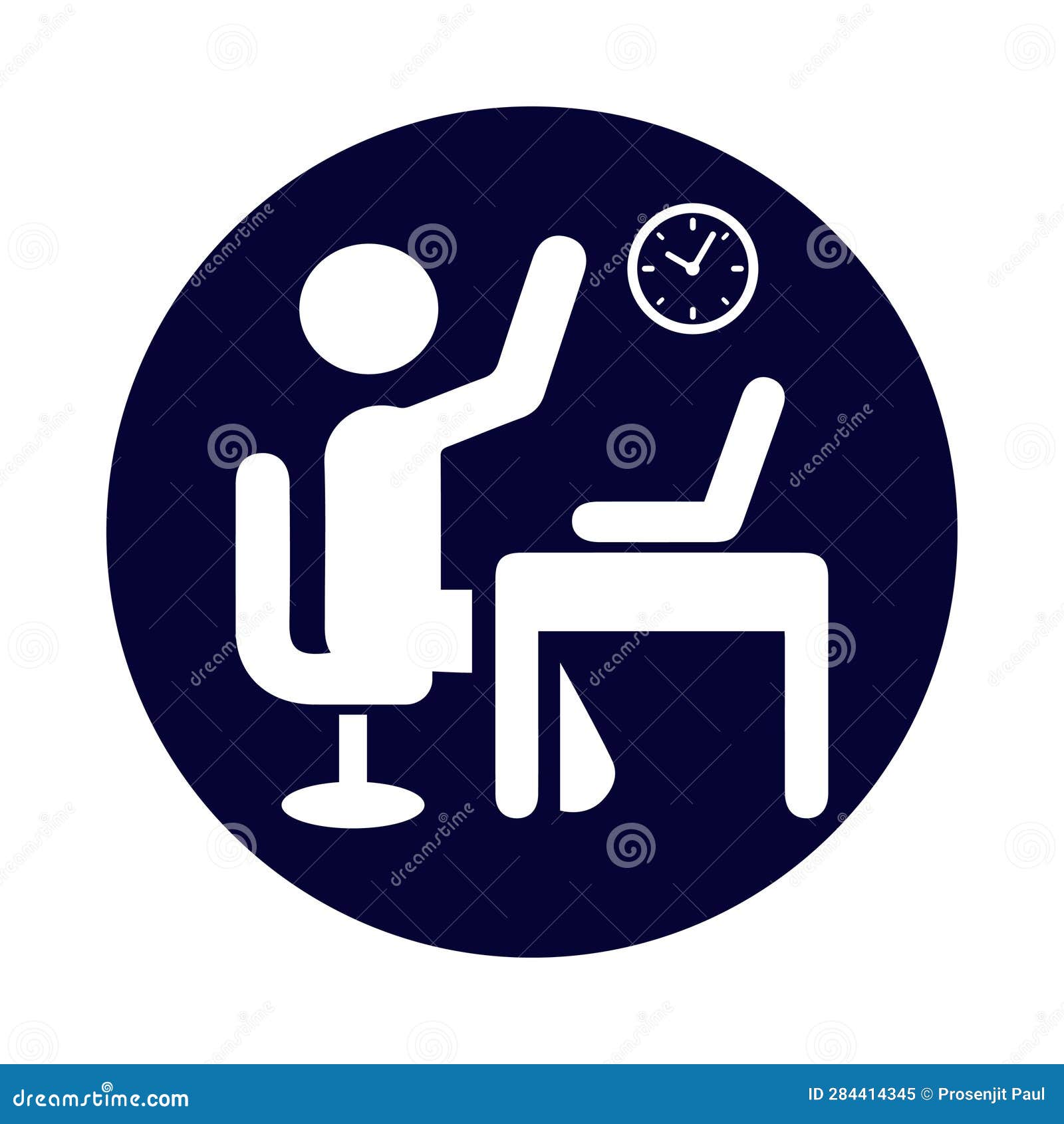 Man, Waiting, Clock, Table, Laptop, Worker Waiting Icon Stock Vector ...