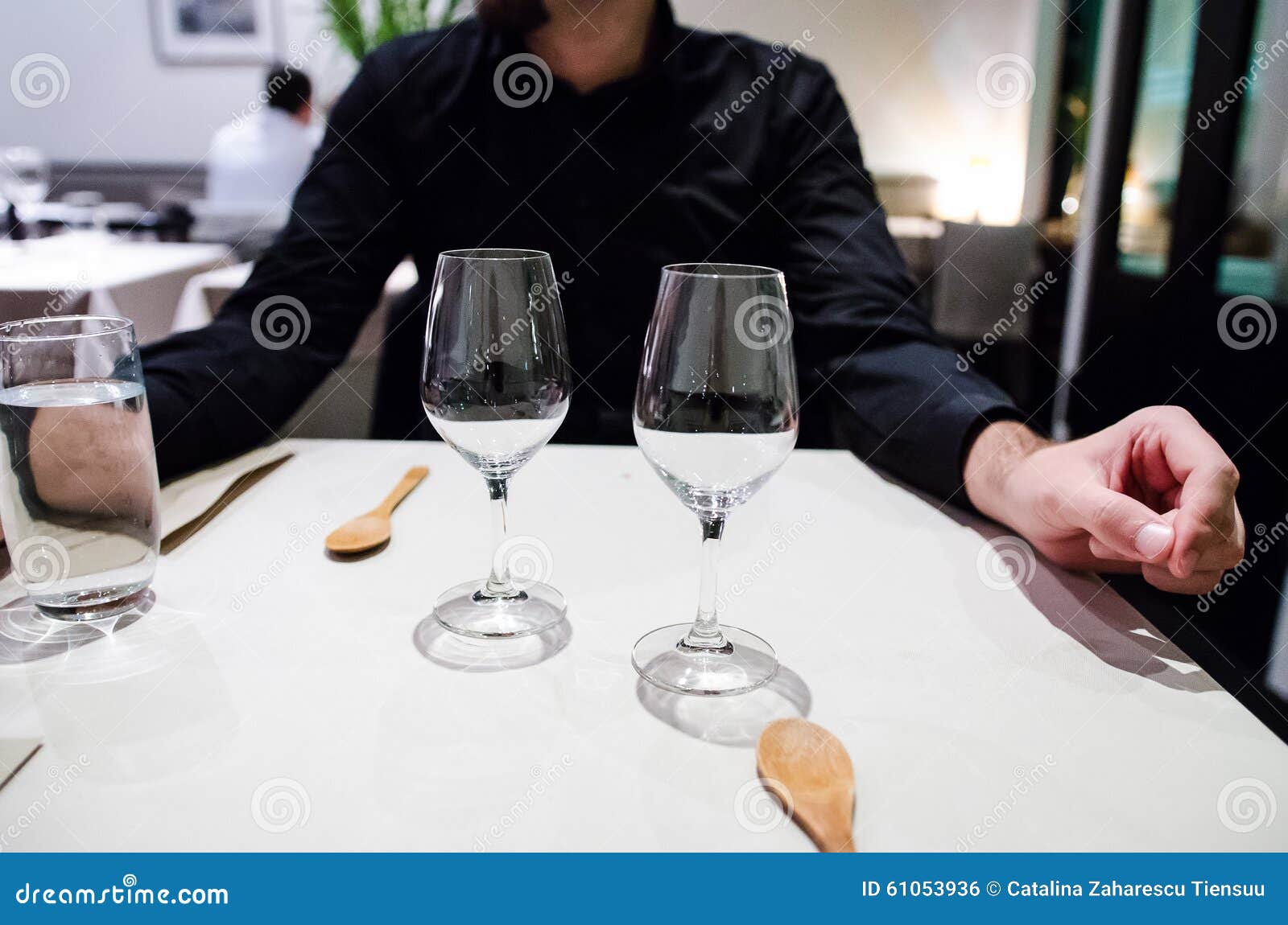 Man Waiting for His Dinner in a Restaurant Stock Photo - Image of black ...
