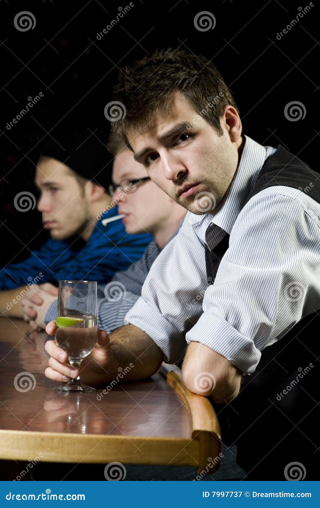 Man Waiting with His Friends at Bar Stock Image - Image of leisure ...