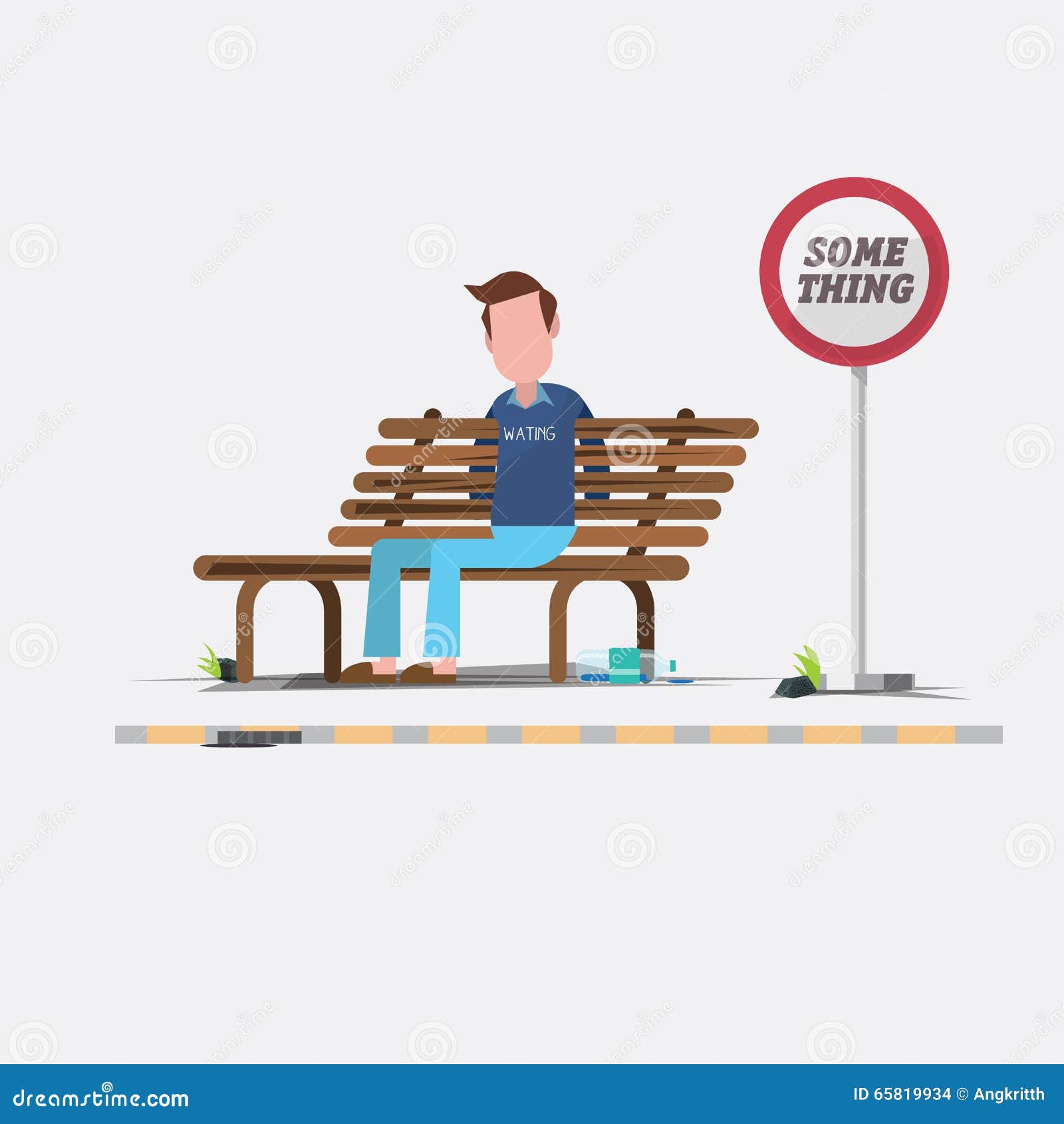 Man are Waiting for Something - Stock Illustration - Illustration of ...