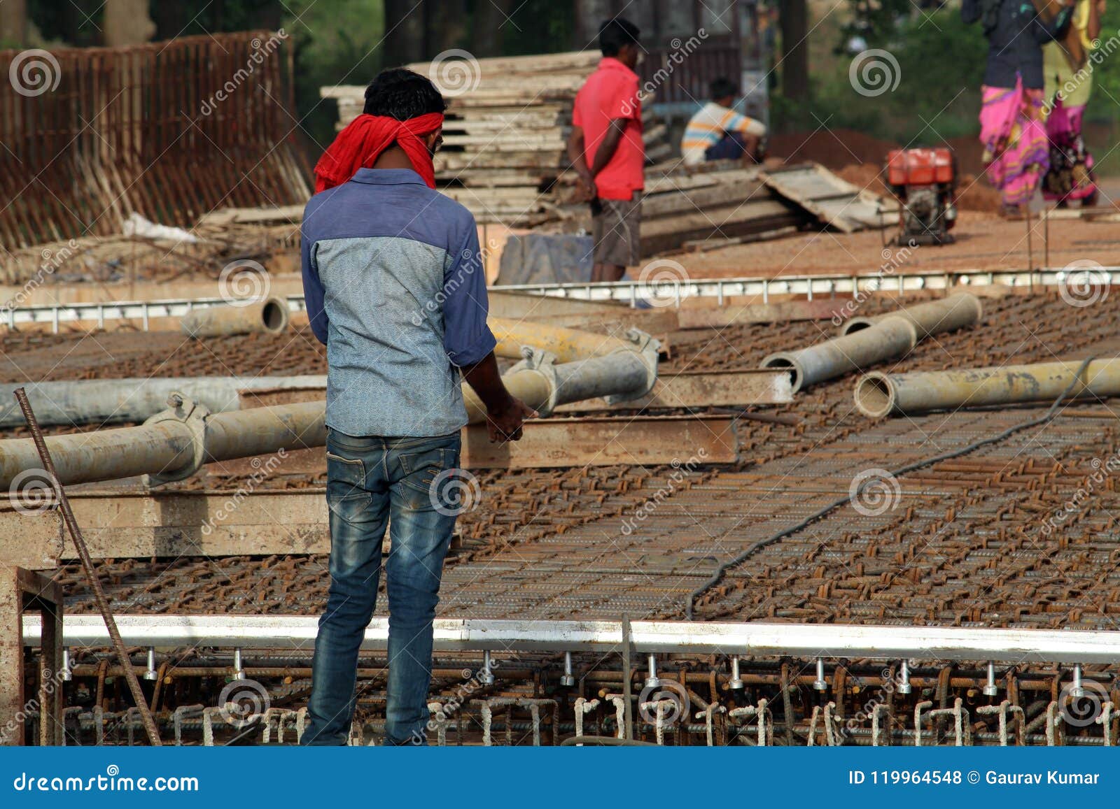 Man Waiting for Work on Bridge Construction Editorial Stock Photo ...