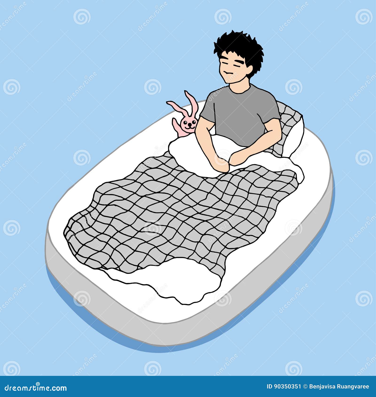 Wake Up Early Concept Happy Girl Get Out Of Bed In Morning Flat