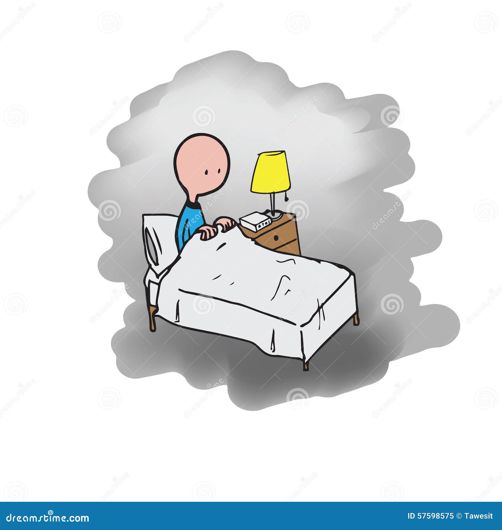 Man wake up in the night stock vector. Illustration of sleeping - 57598575
