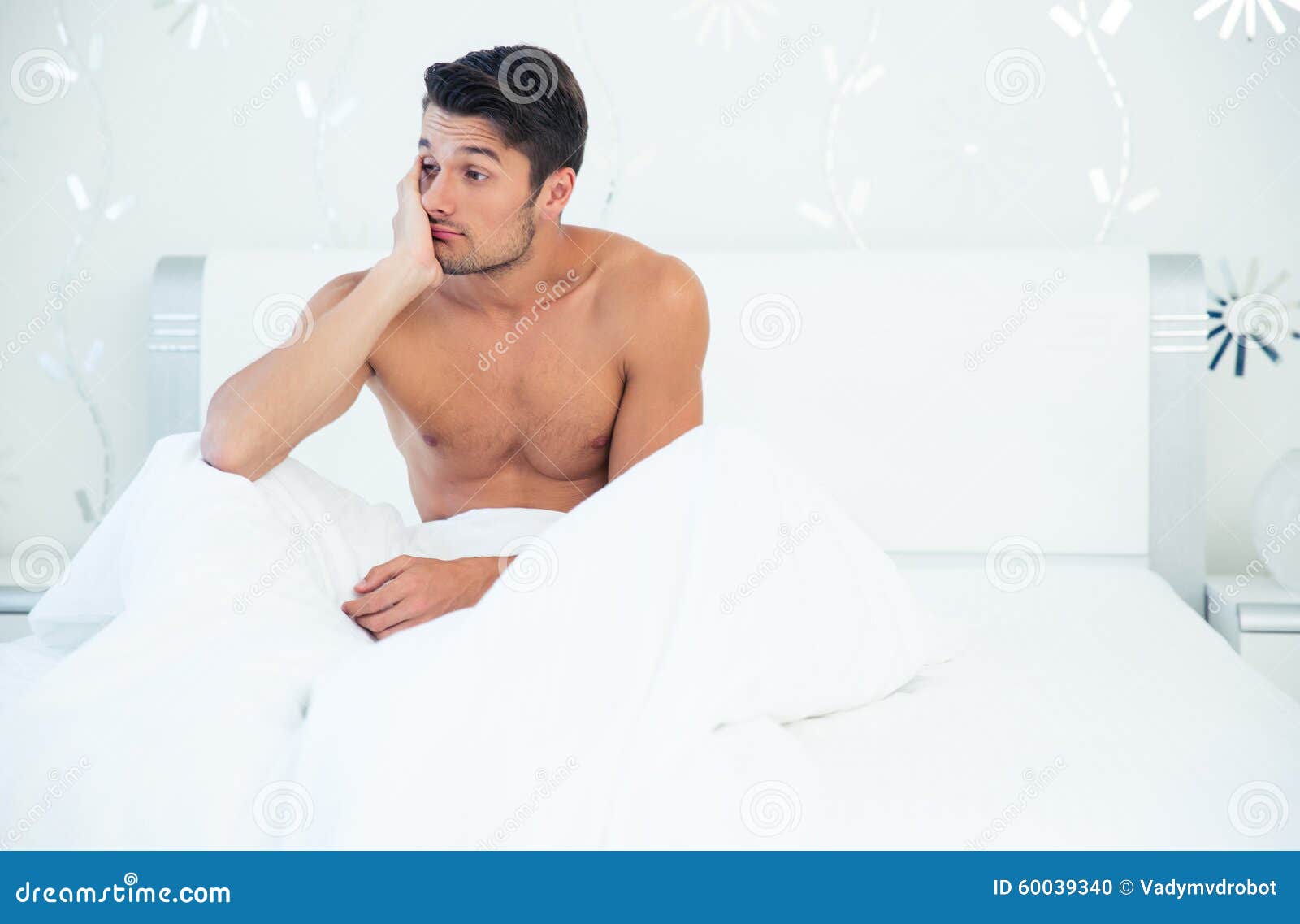 Man Waking Up in the Morning Stock Photo - Image of duvet, male: 60039340