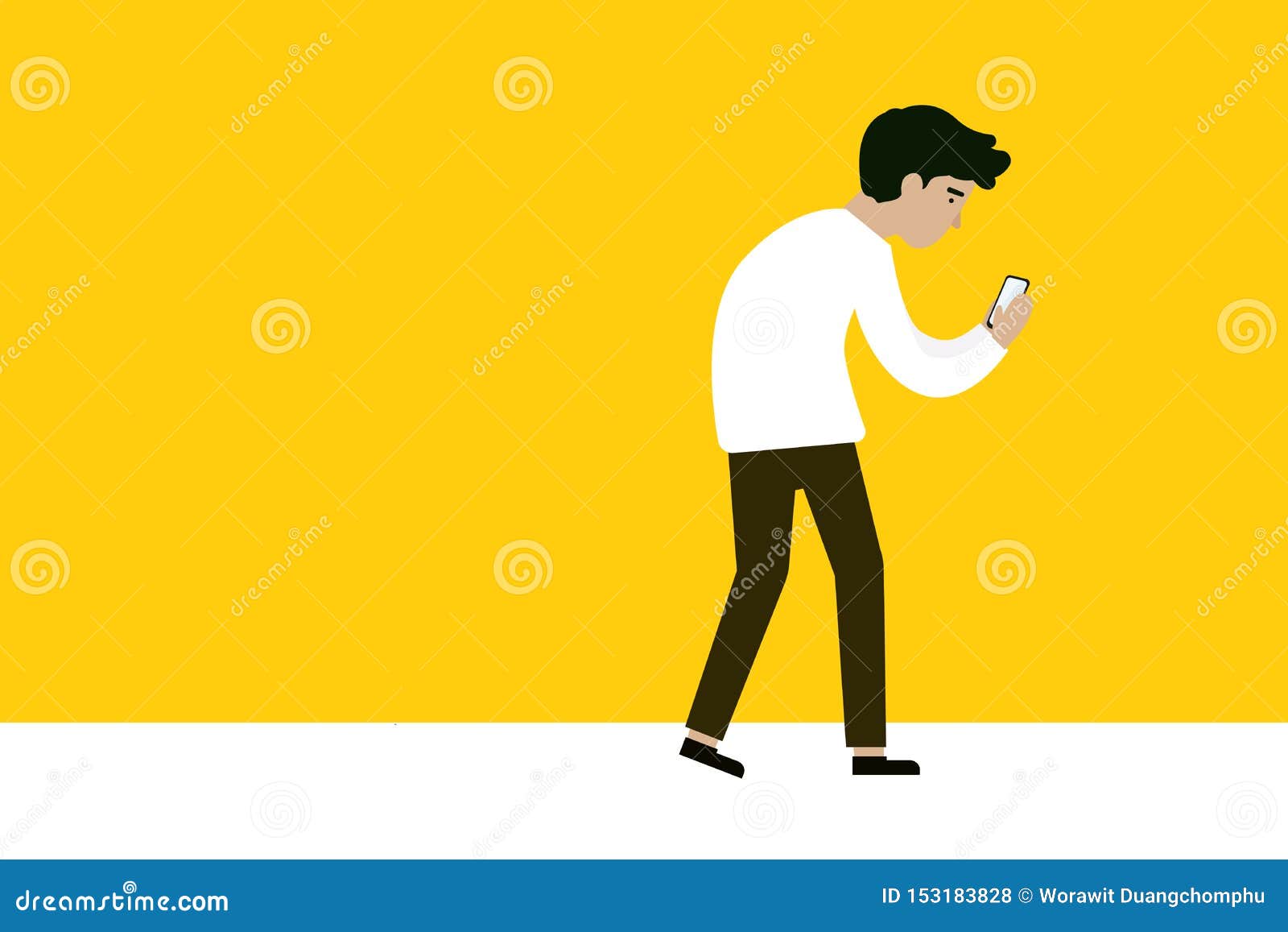 A Man Walk As Using Mobile Phone Stock Vector - Illustration of ...