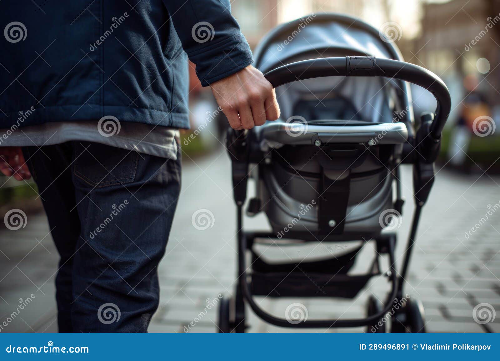 A Man on a Walk with a Baby Stroller Stock Image - Image of child ...