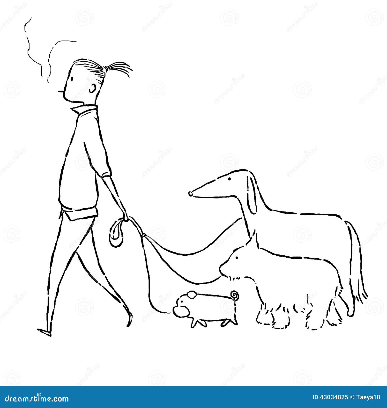 Man walk with dogs stock illustration. Illustration of walk - 43034825