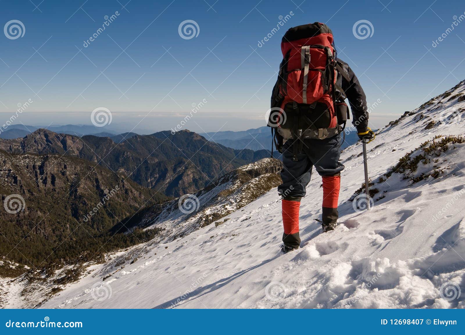 Man walk on snow slap stock image. Image of fresh, cold - 12698407