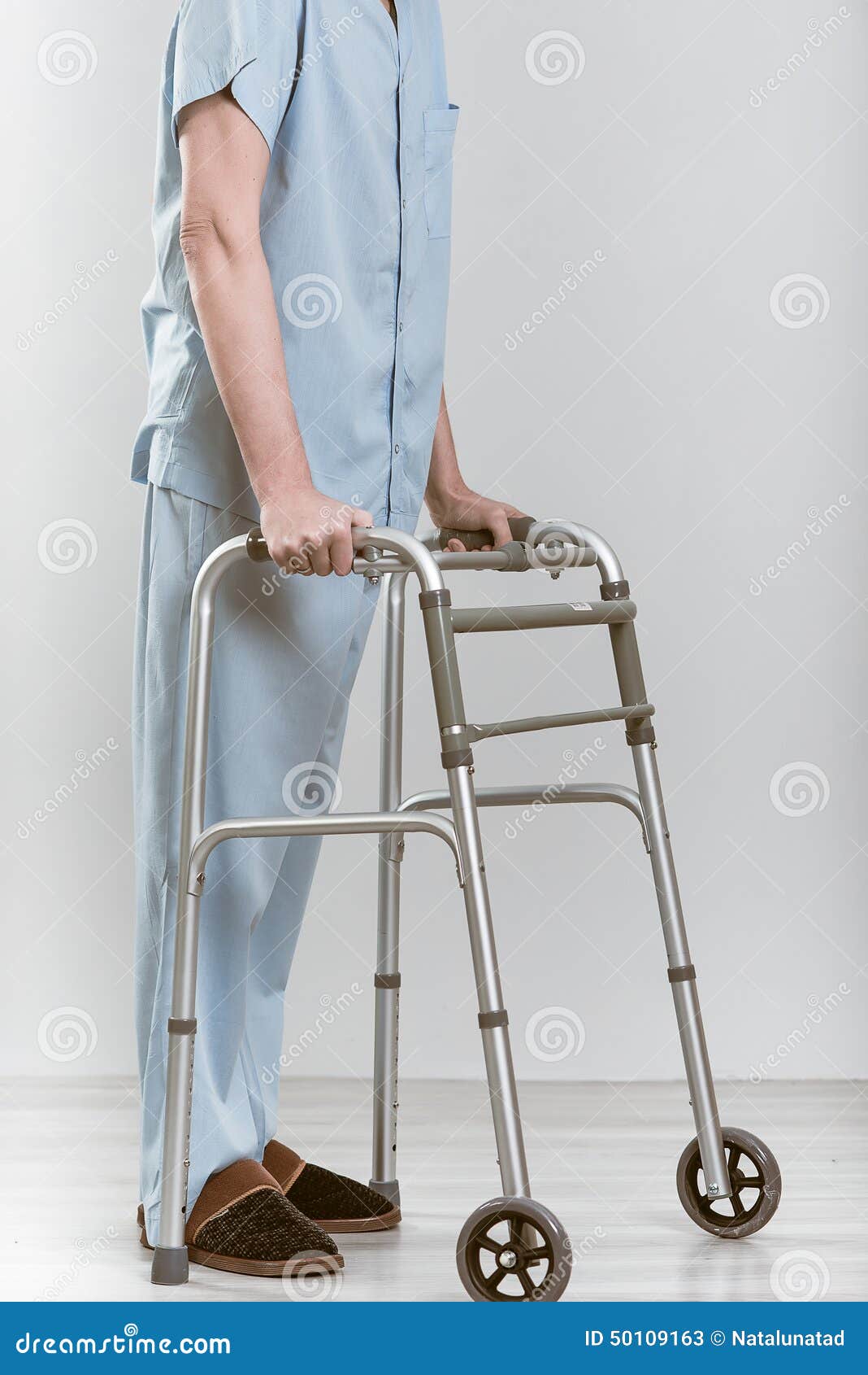 Man with walker stock image. Image of senior, home, nurse - 50109163