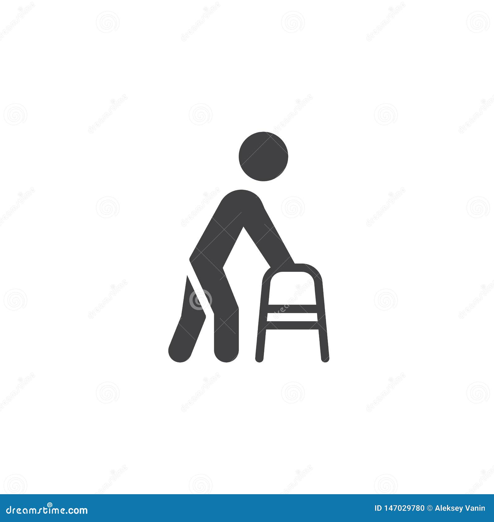 Man with Walker Vector Icon Stock Vector - Illustration of pictogram ...