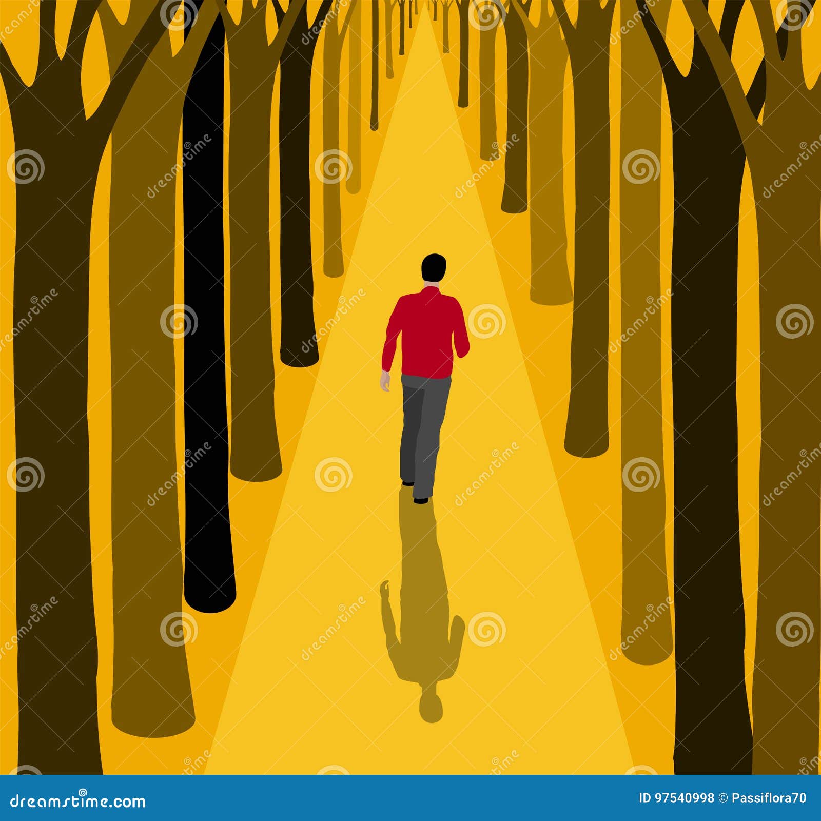 Man Walking Alone on a Path Stock Vector - Illustration of walk, path ...