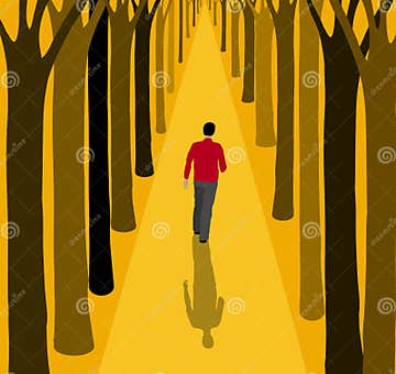 Man Walking Alone on a Path Stock Vector - Illustration of walk, path ...