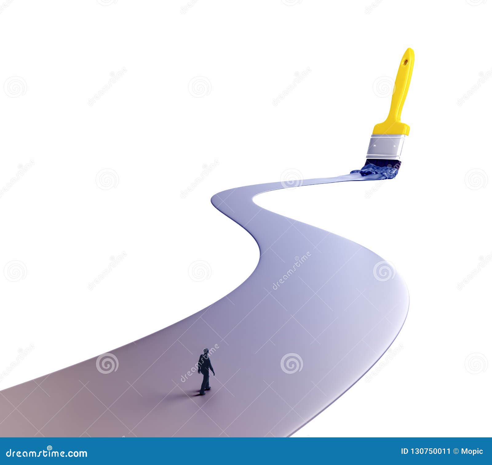 Man Walking Along a Painted Path Stock Illustration - Illustration of ...