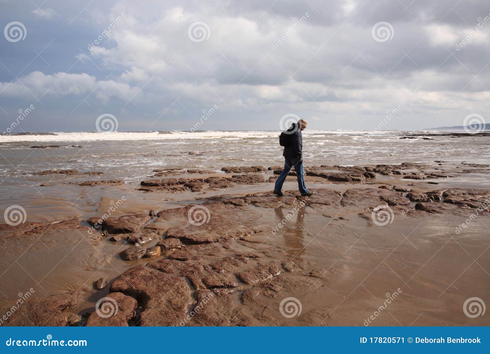 Man Walking Along Scarborough Beach Editorial Photo - Image of england ...