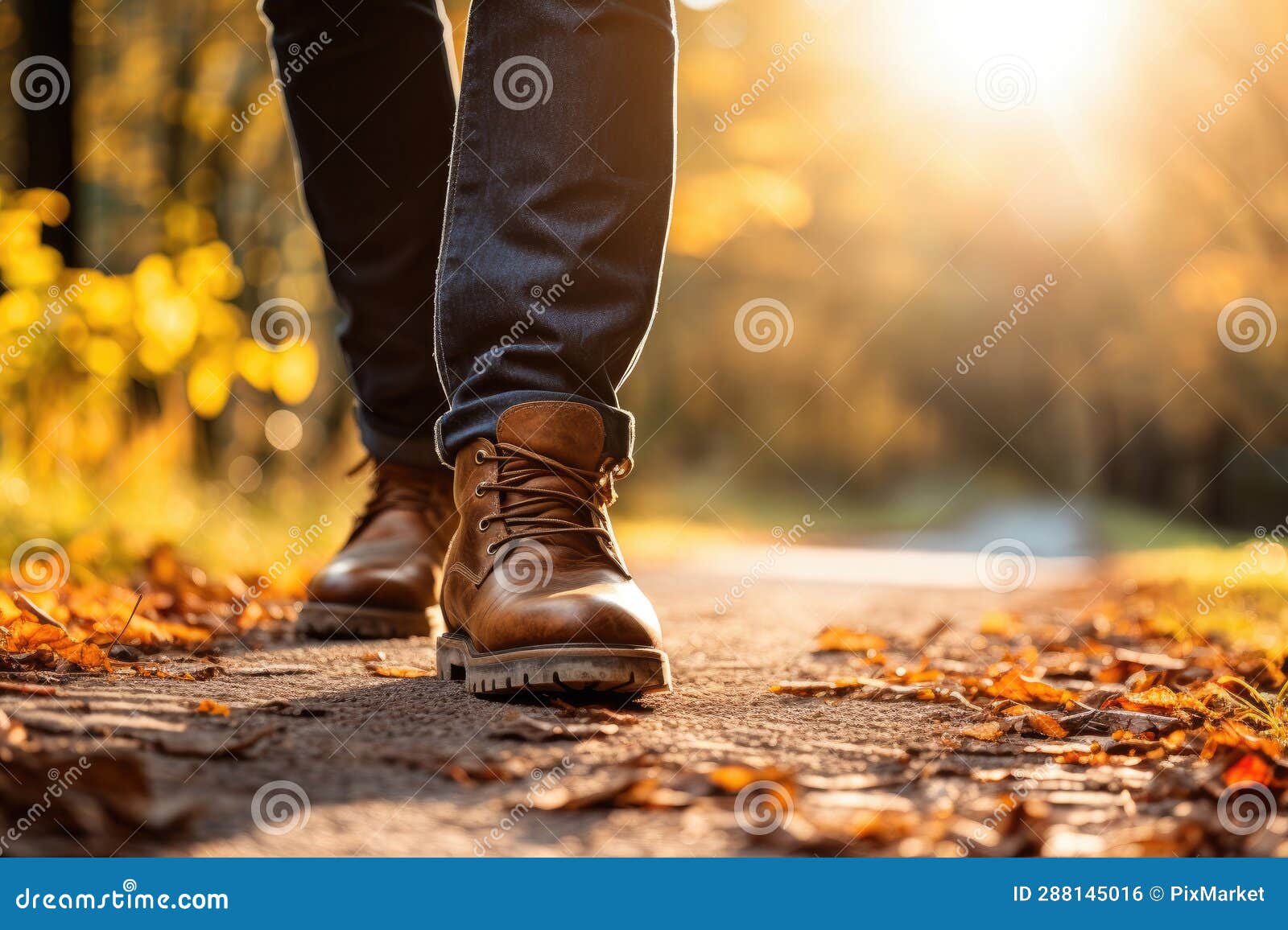 Man Walking in Autumn Park, Generative AI Stock Illustration ...