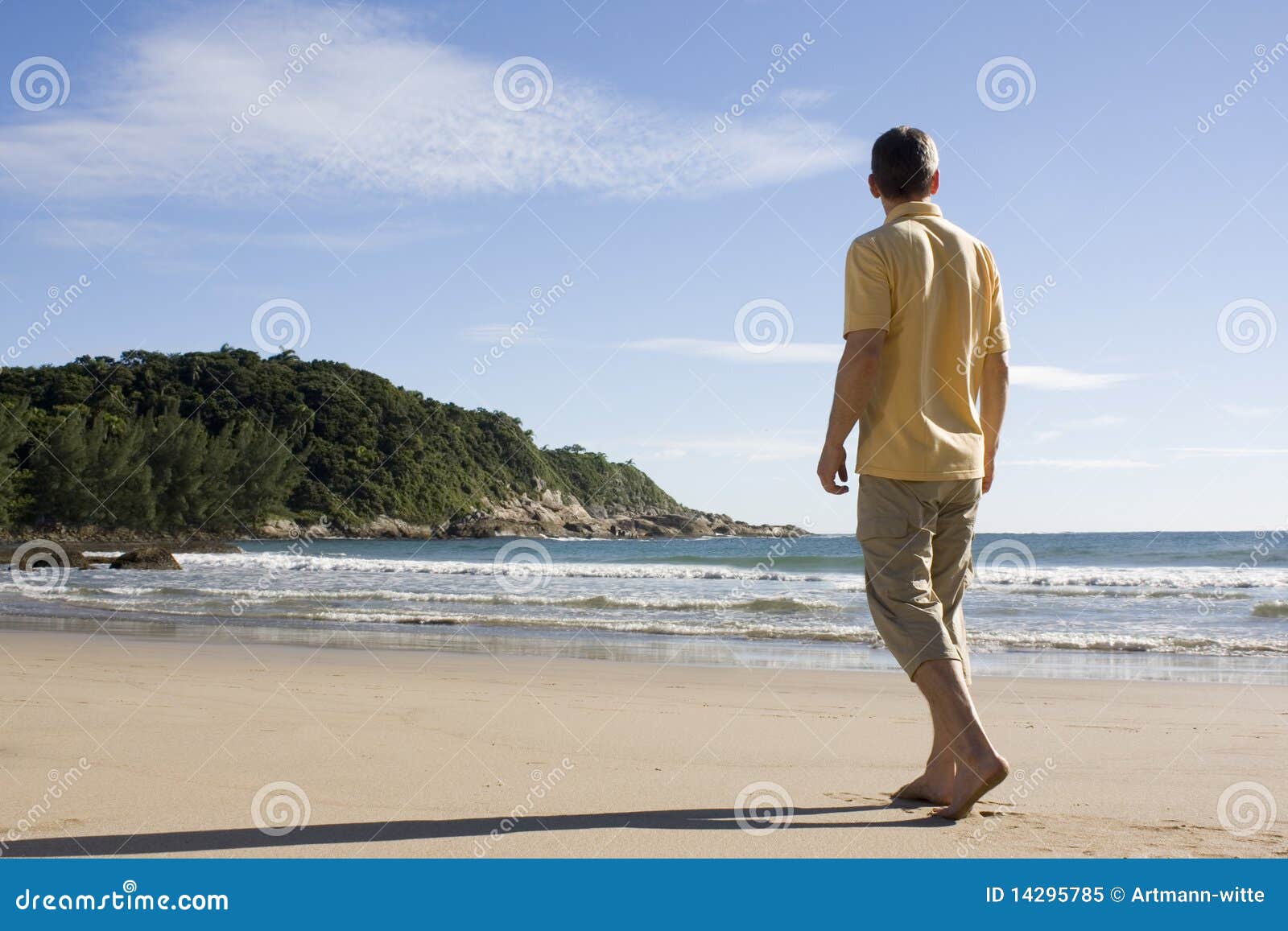 Man Walking Barefoot On A Tropical Beach Royalty-Free Stock Photography ...