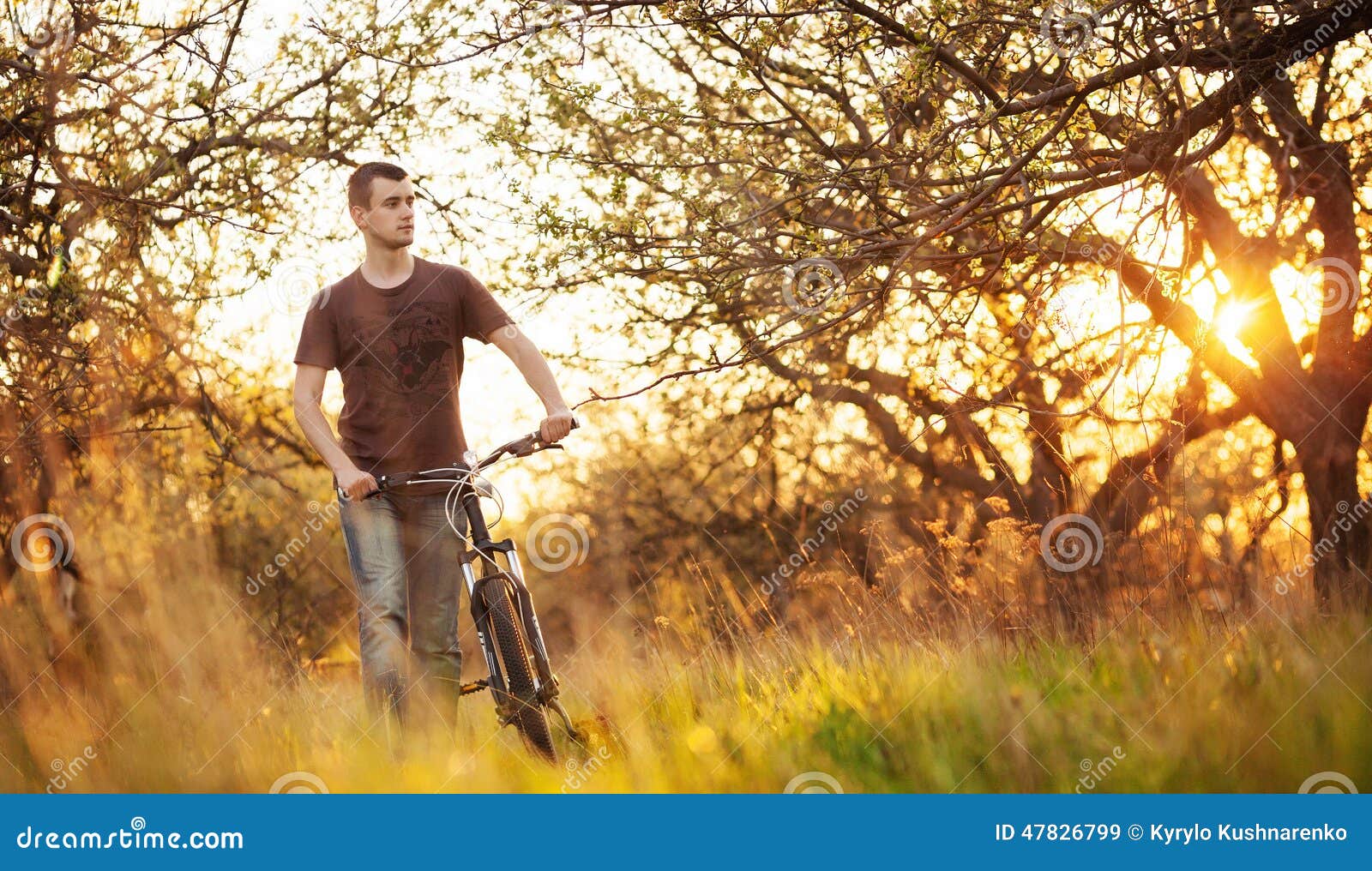 Man walking with a bicycle stock image. Image of endurance - 47826799