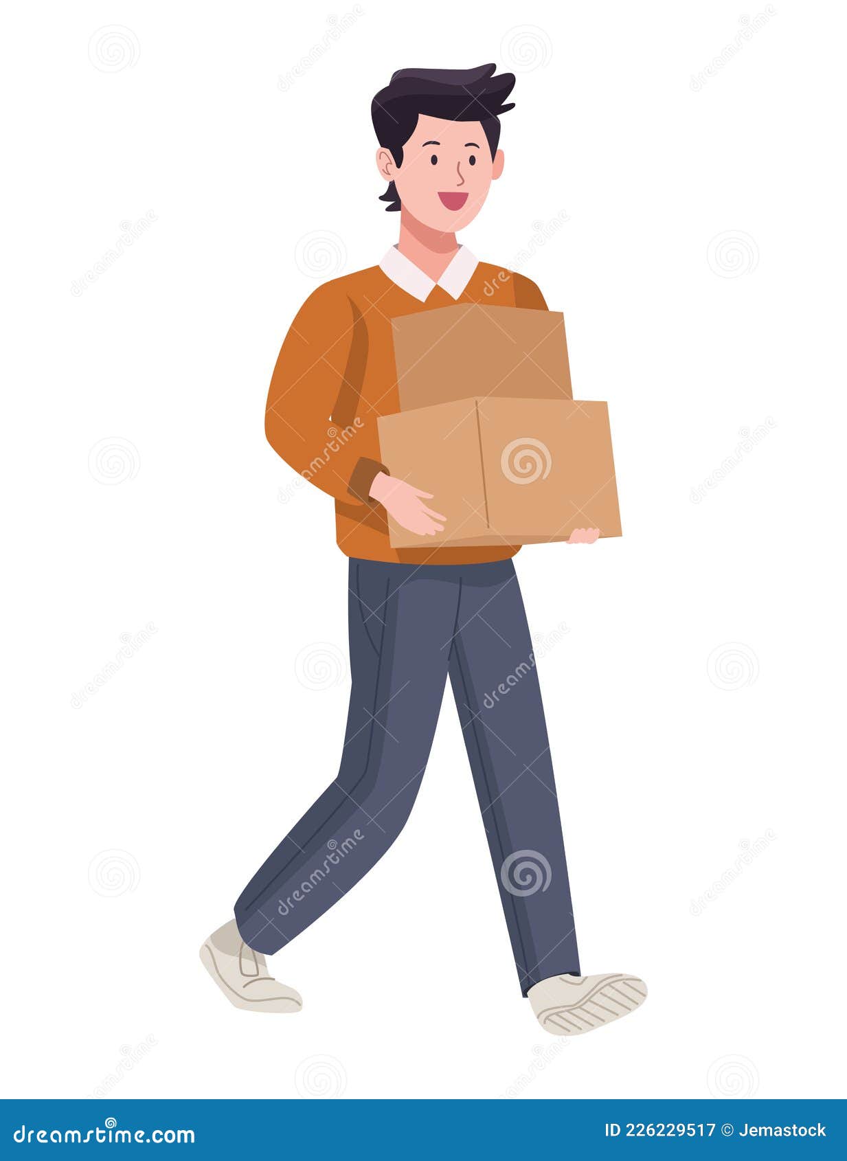Man walking with boxes stock vector. Illustration of stick - 226229517