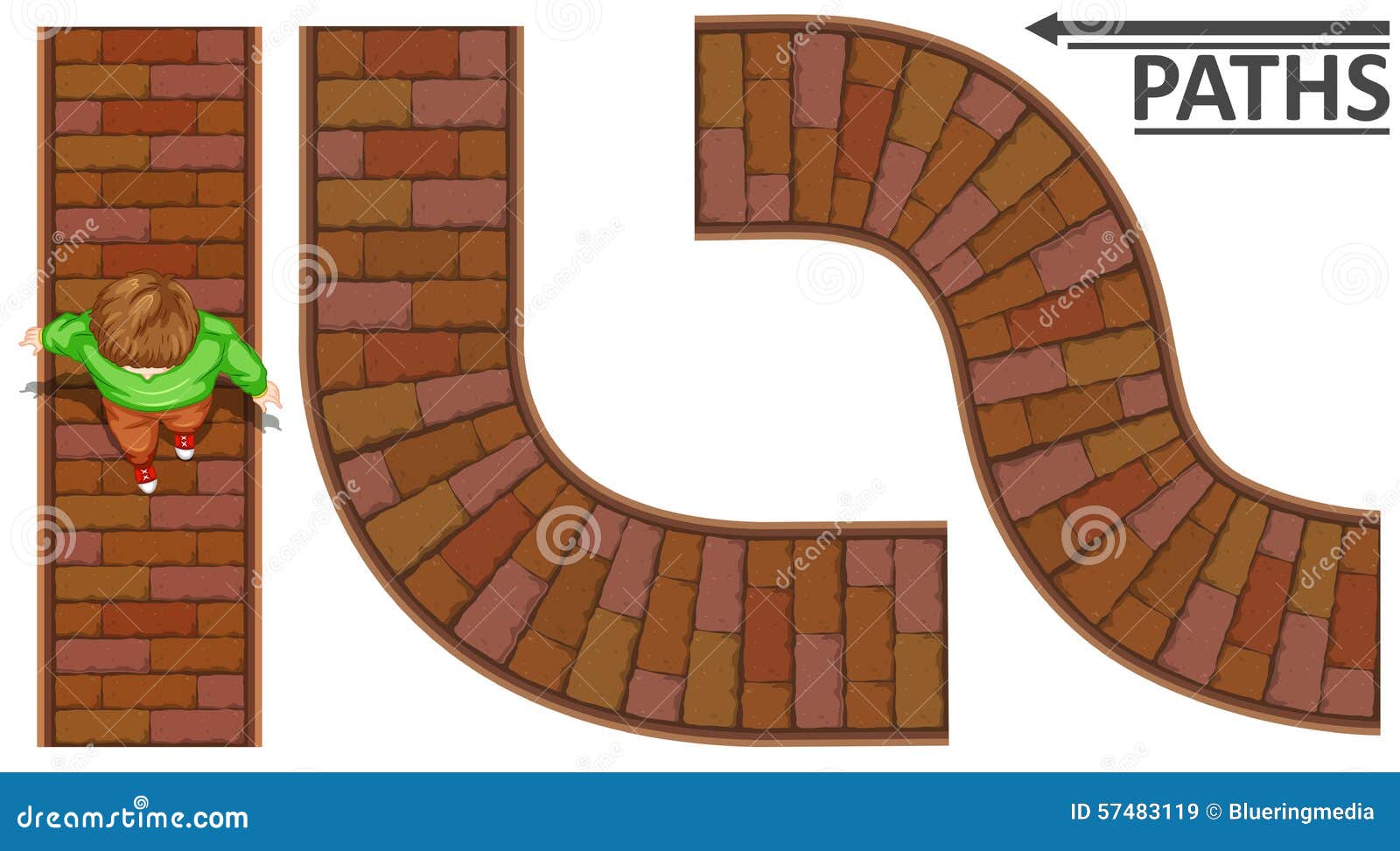 Man walking on brick path stock vector. Illustration of clipart - 57483119