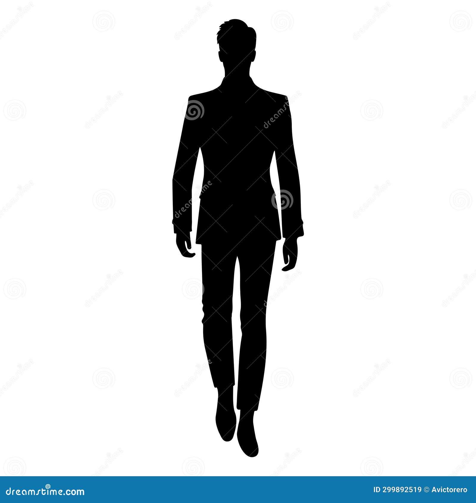 Man Walking on a Catwalk Silhouette. Front View Stock Vector ...
