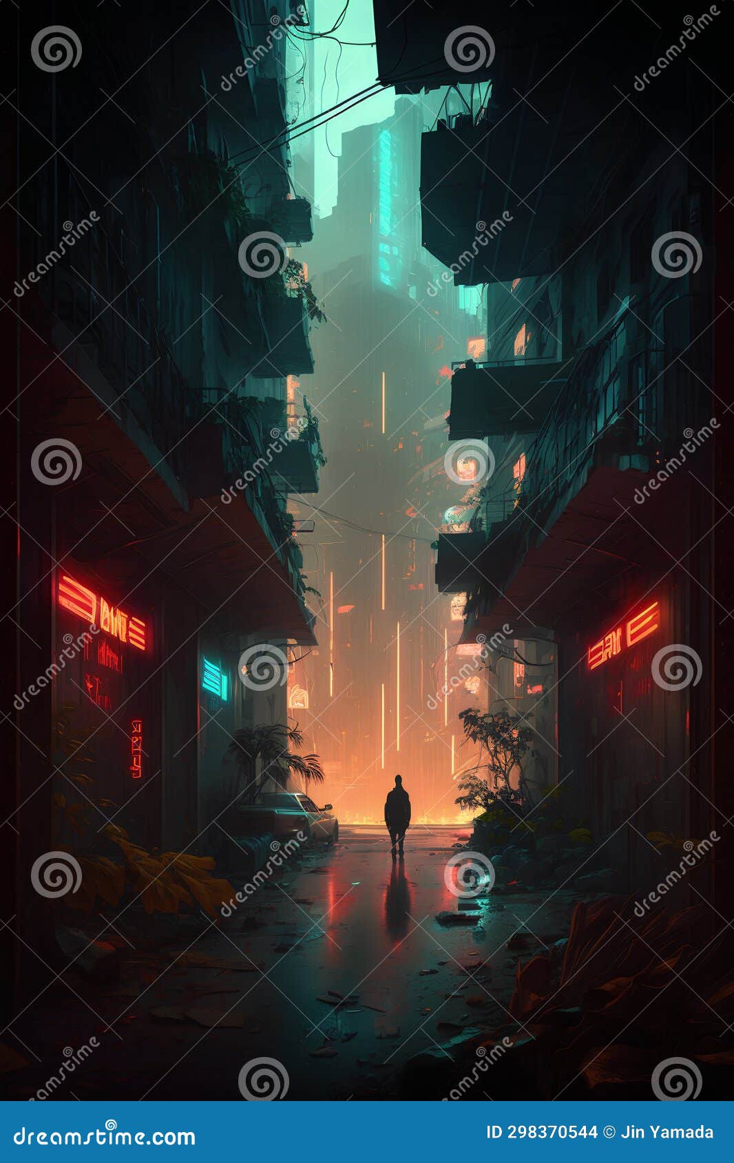 Man Walking in the City at Night,3d Rendering. Computer Digital Drawing ...