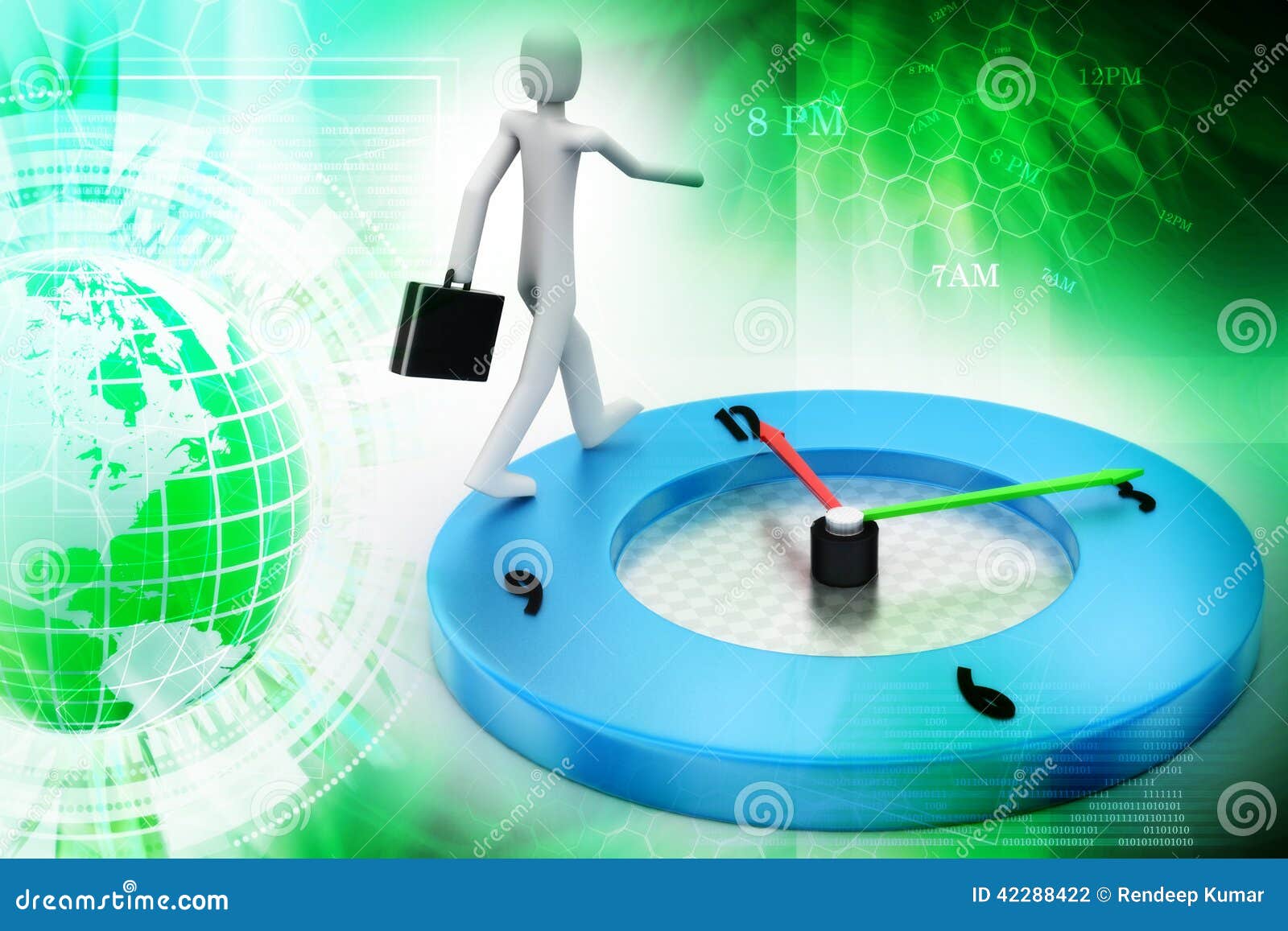 Man Walking On A Clock Face Cartoon Vector | CartoonDealer.com #16981111