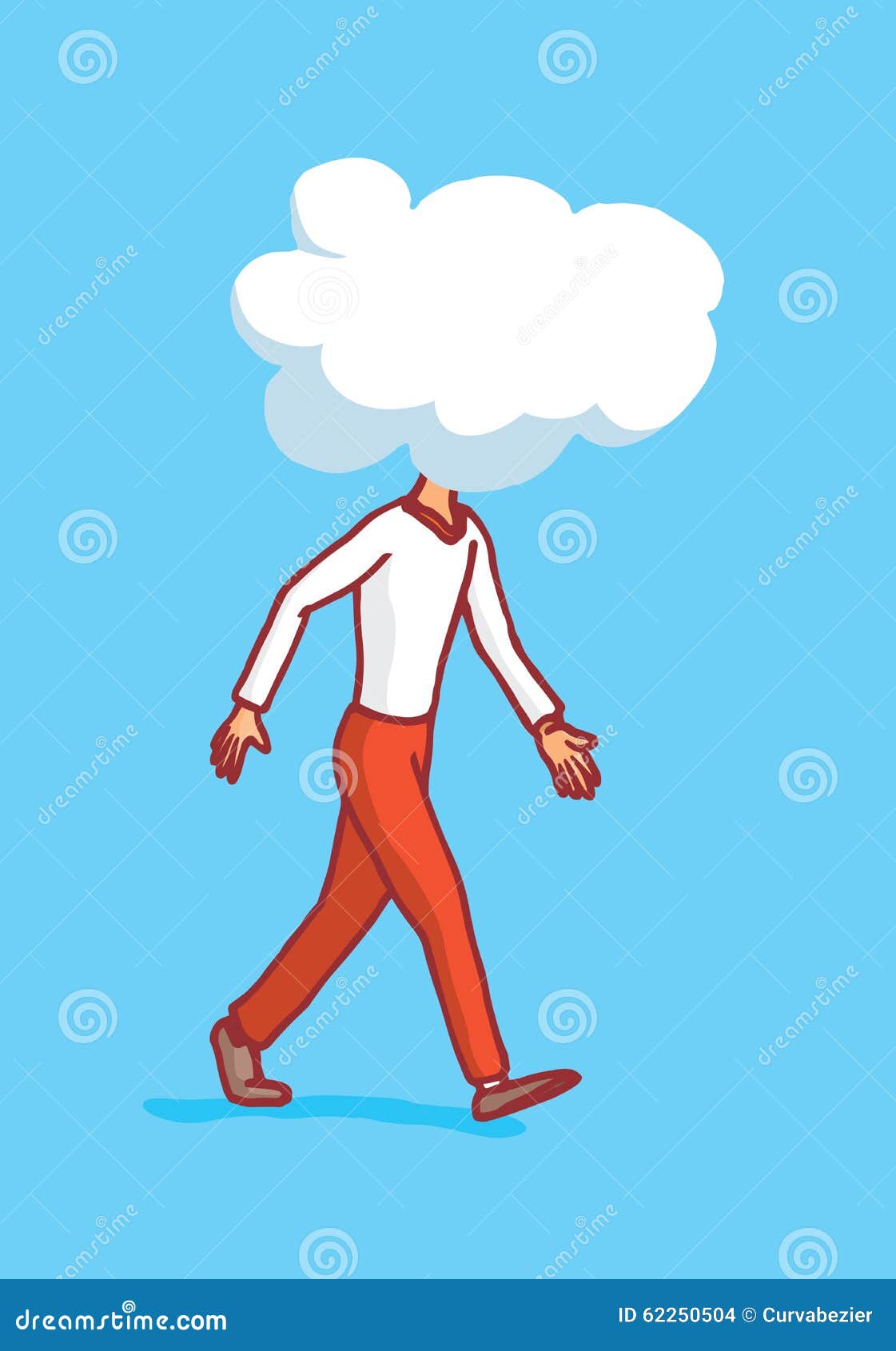 Man Walking With Cloud On His Head Or Clouded Thoughts Vector ...