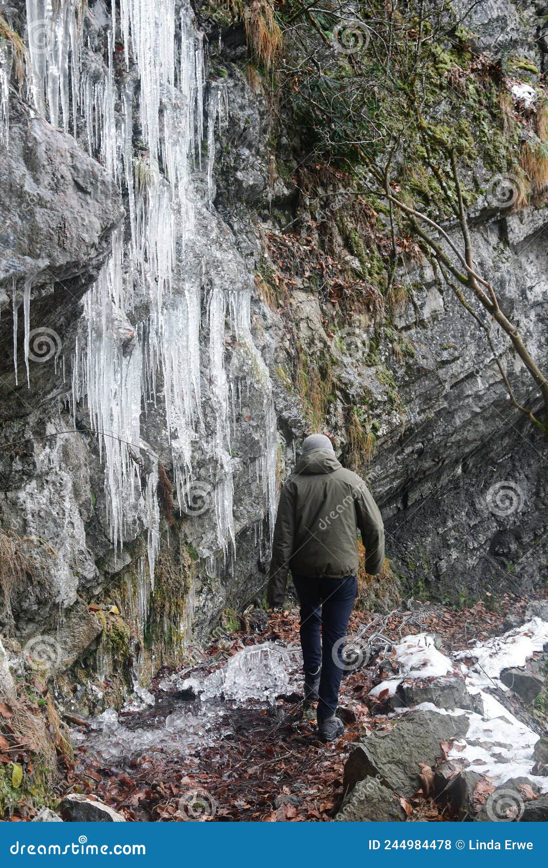 A Man Walking in Dangerous Path in Mountains Stock Photo - Image of ...