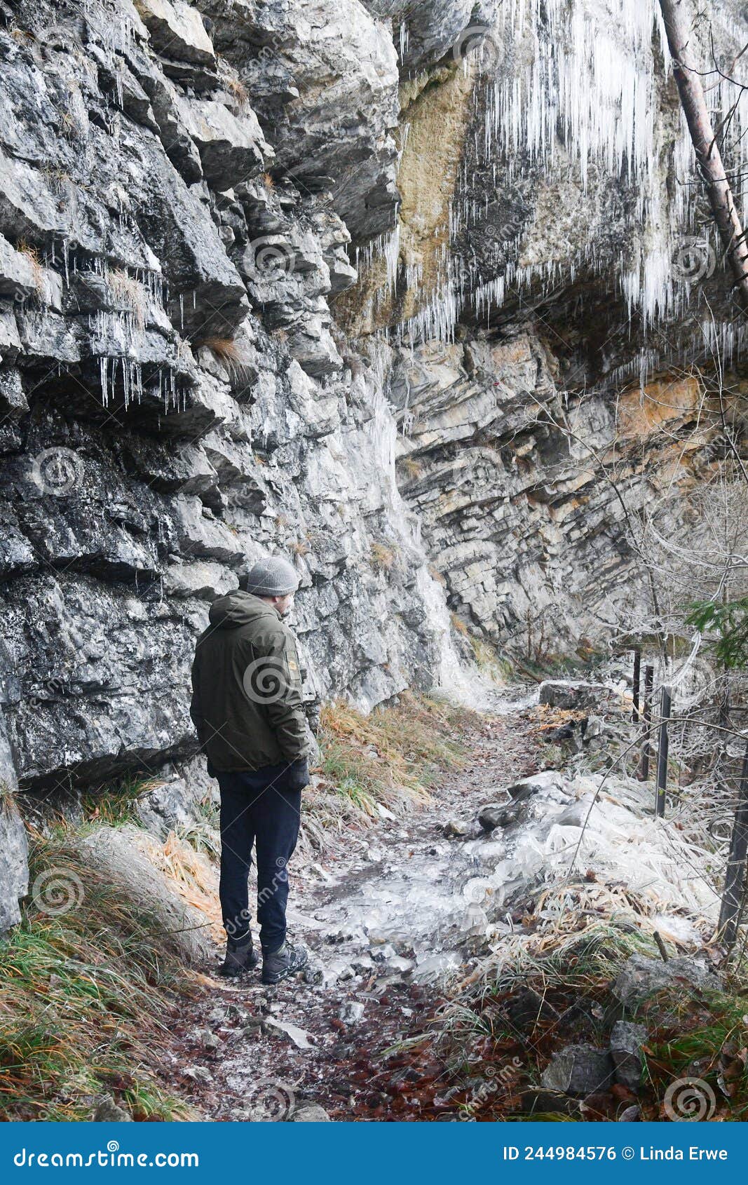 A Man Walking in Dangerous Path in Mountains Stock Photo - Image of ...
