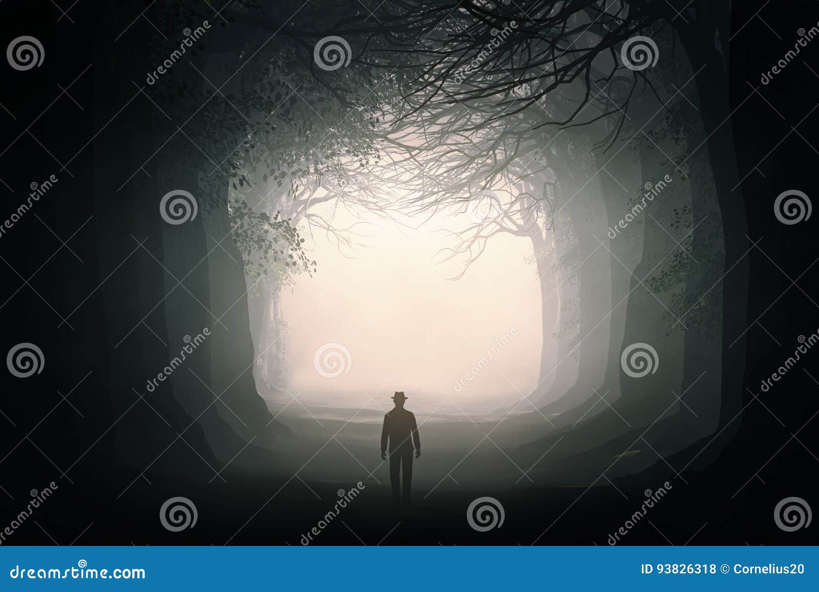 Walking In The Dark Forest Cartoon Vector | CartoonDealer.com #98031221
