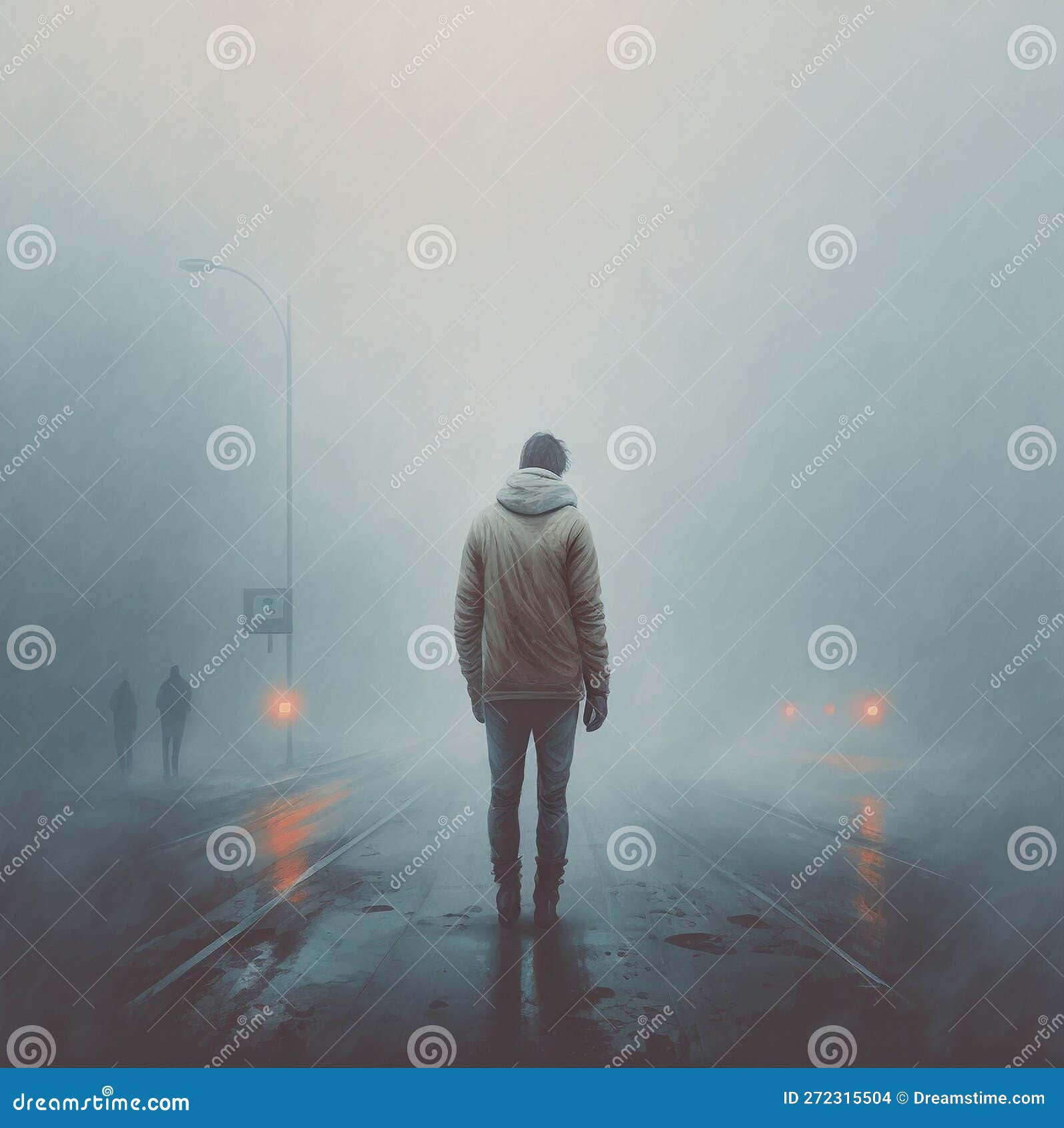 A man walking in the dark stock illustration. Illustration of fantasy ...