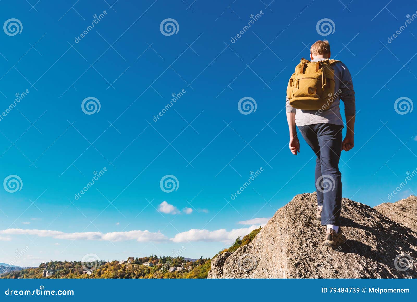 Man Walking on the Edge of a Cliff Stock Image - Image of freedom ...