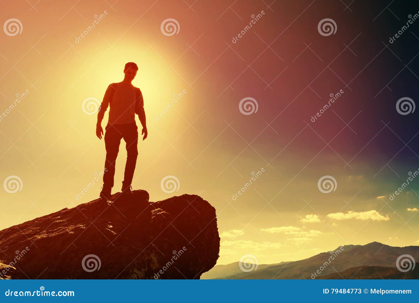Man Walking on the Edge of a Cliff Stock Image - Image of lookout ...