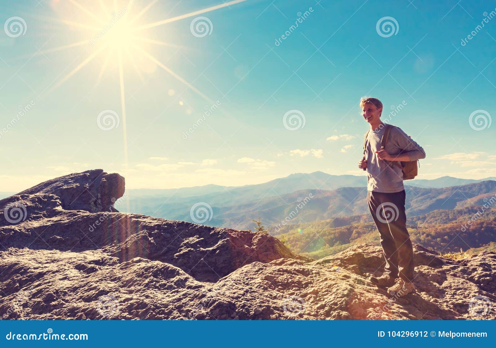 Man Walking on the Edge of a Cliff Stock Photo - Image of horizon ...