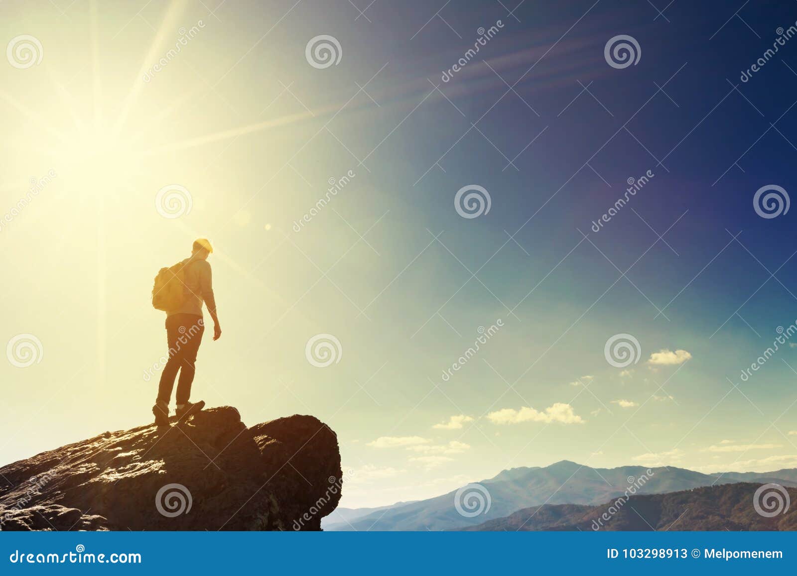 Man Walking on the Edge of a Cliff Stock Image - Image of filtered ...