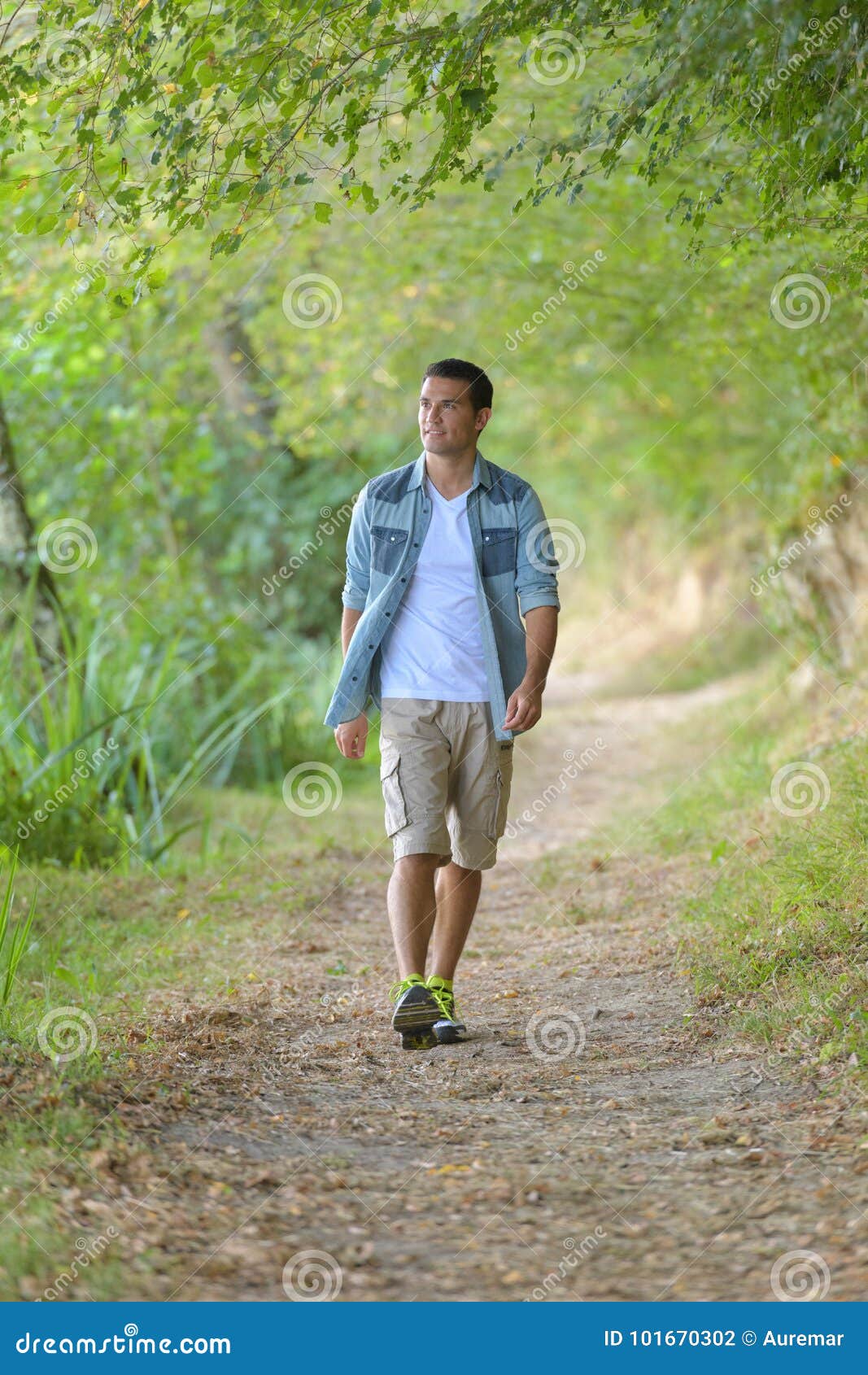 Man walking in forest stock photo. Image of outdoor - 101670302