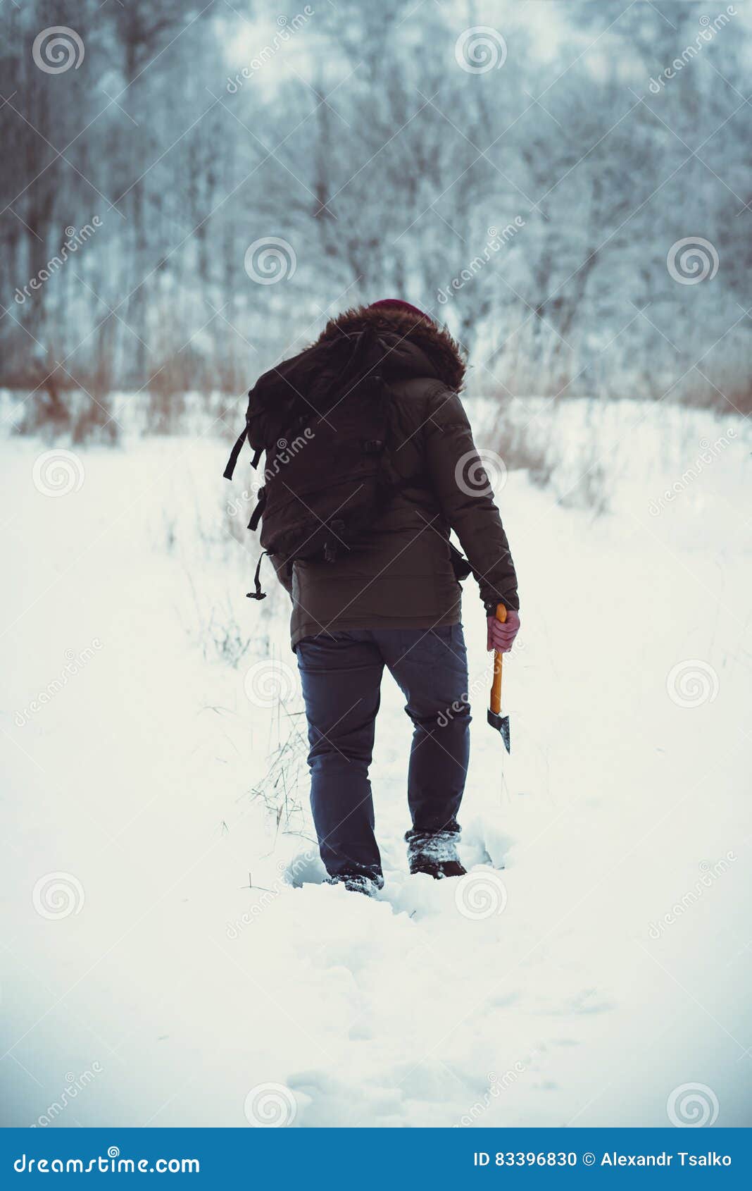 Man Walking in the Forest with an Ax Stock Photo - Image of freedom ...
