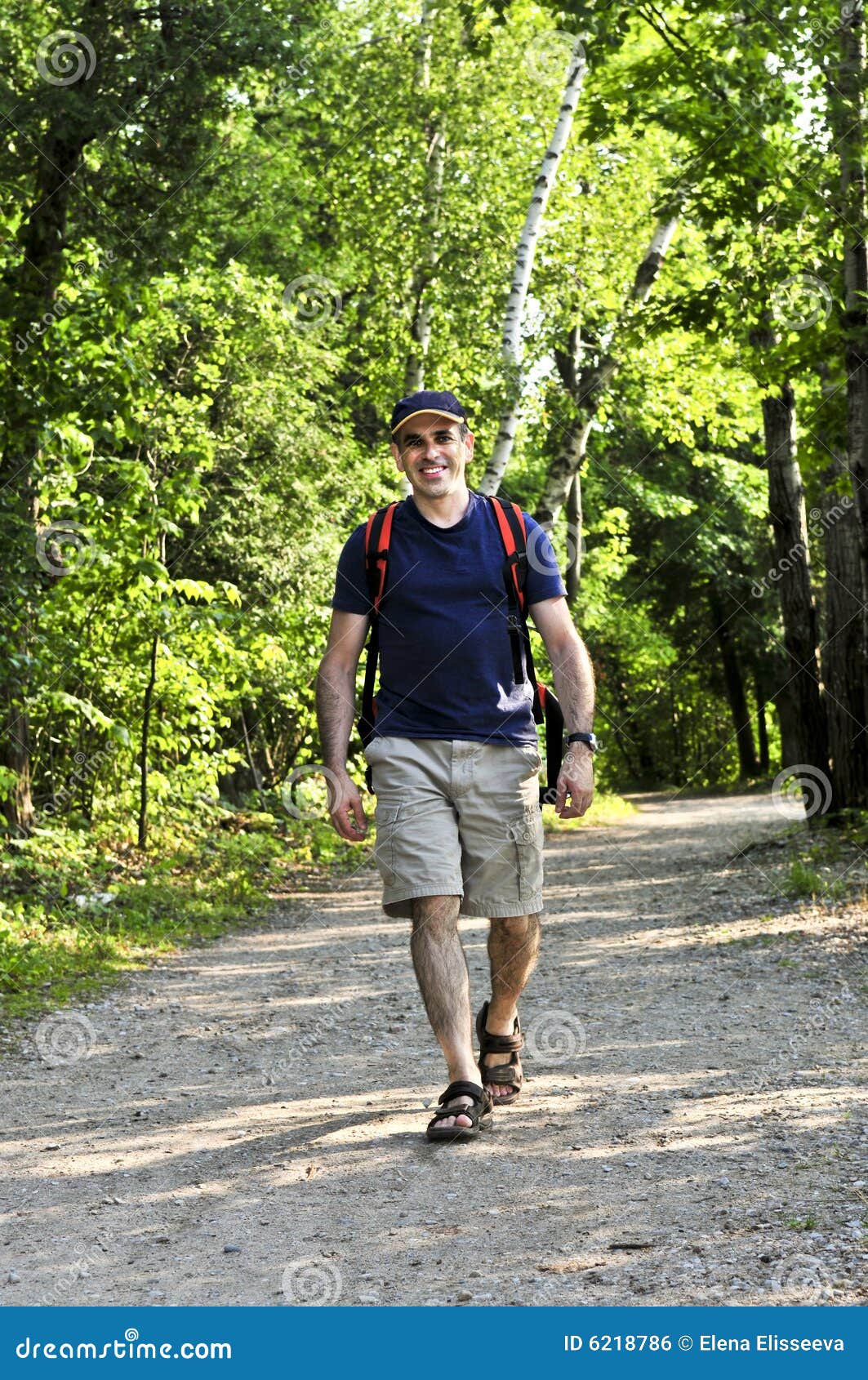 Man Walking on Forest Trail Stock Photo - Image of hike, happy: 6218786