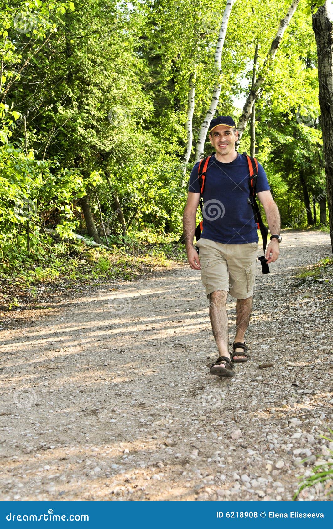 Man Walking on Forest Trail Stock Photo - Image of green, outdoor: 6218908