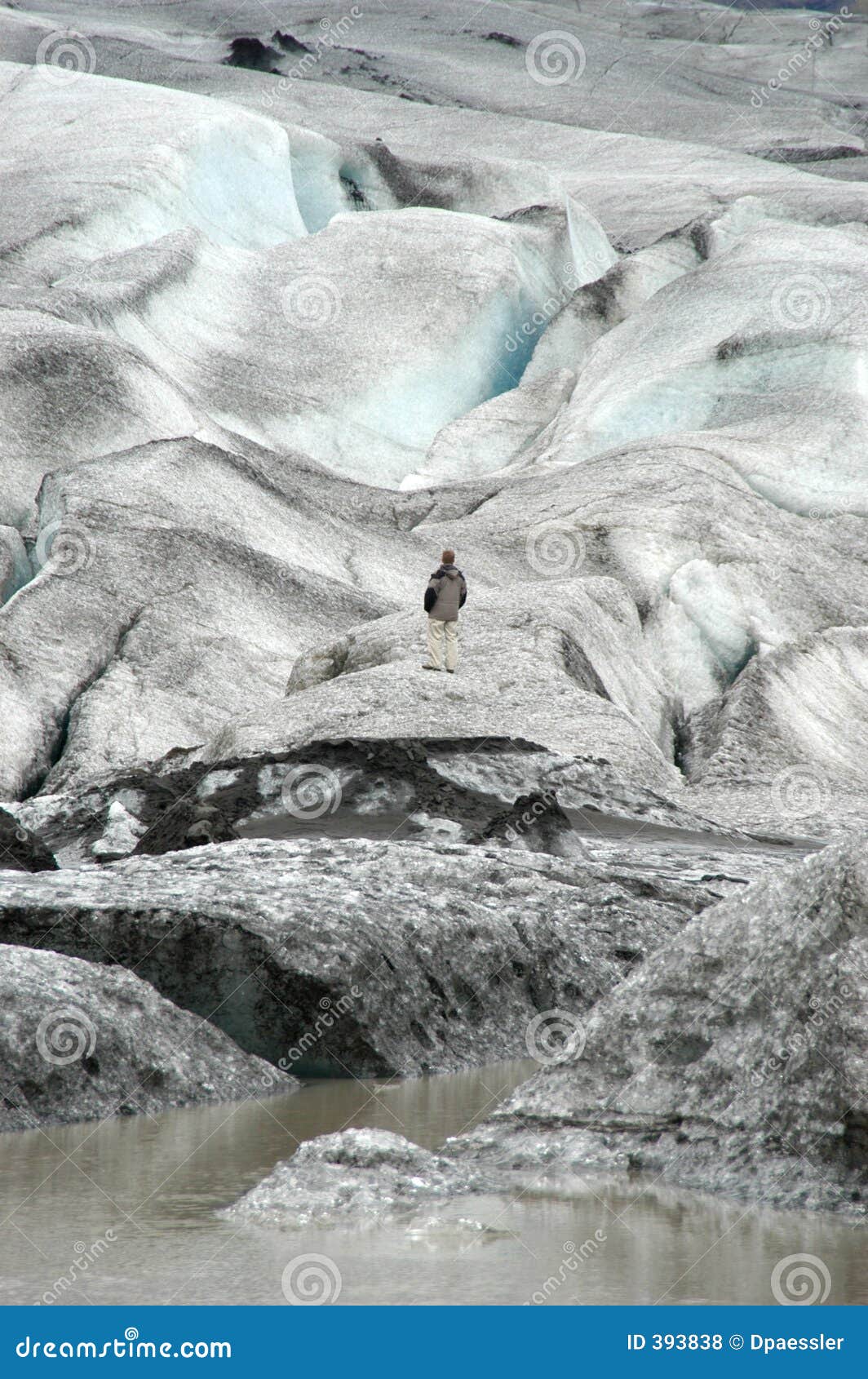 A Man walking on a Glacier stock photo. Image of nordic - 393838