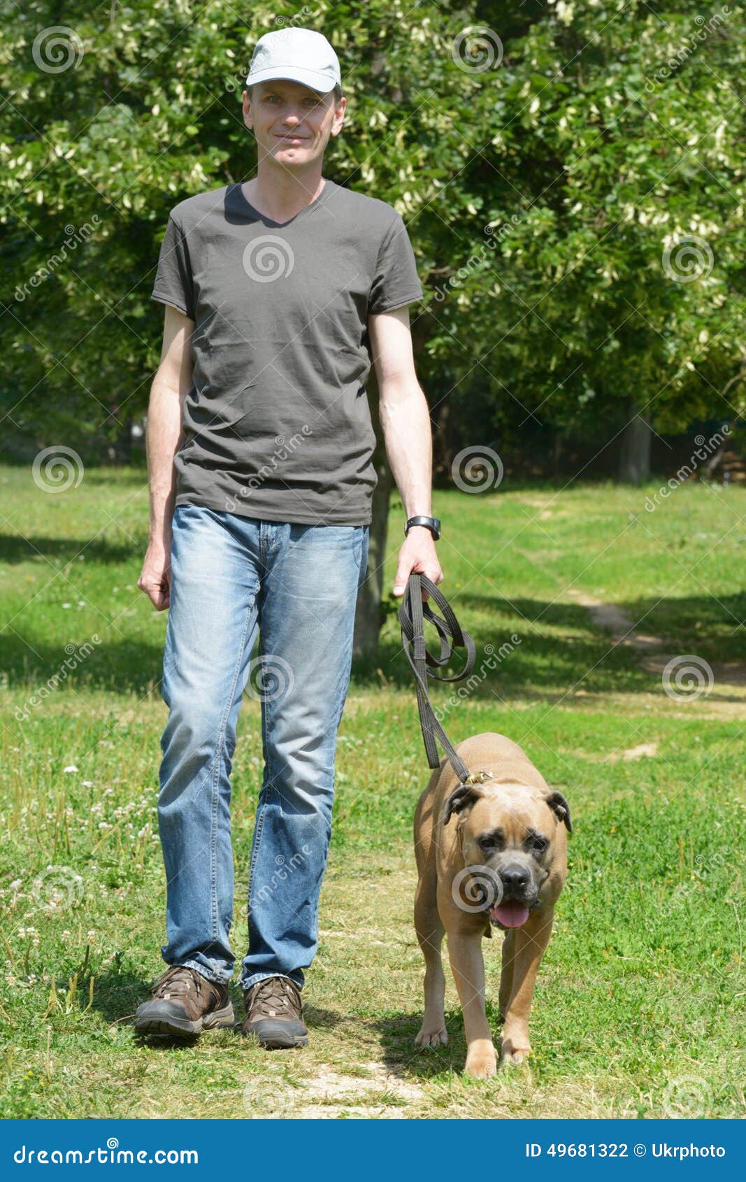 Man walking with his dog stock photo. Image of park, person - 49681322