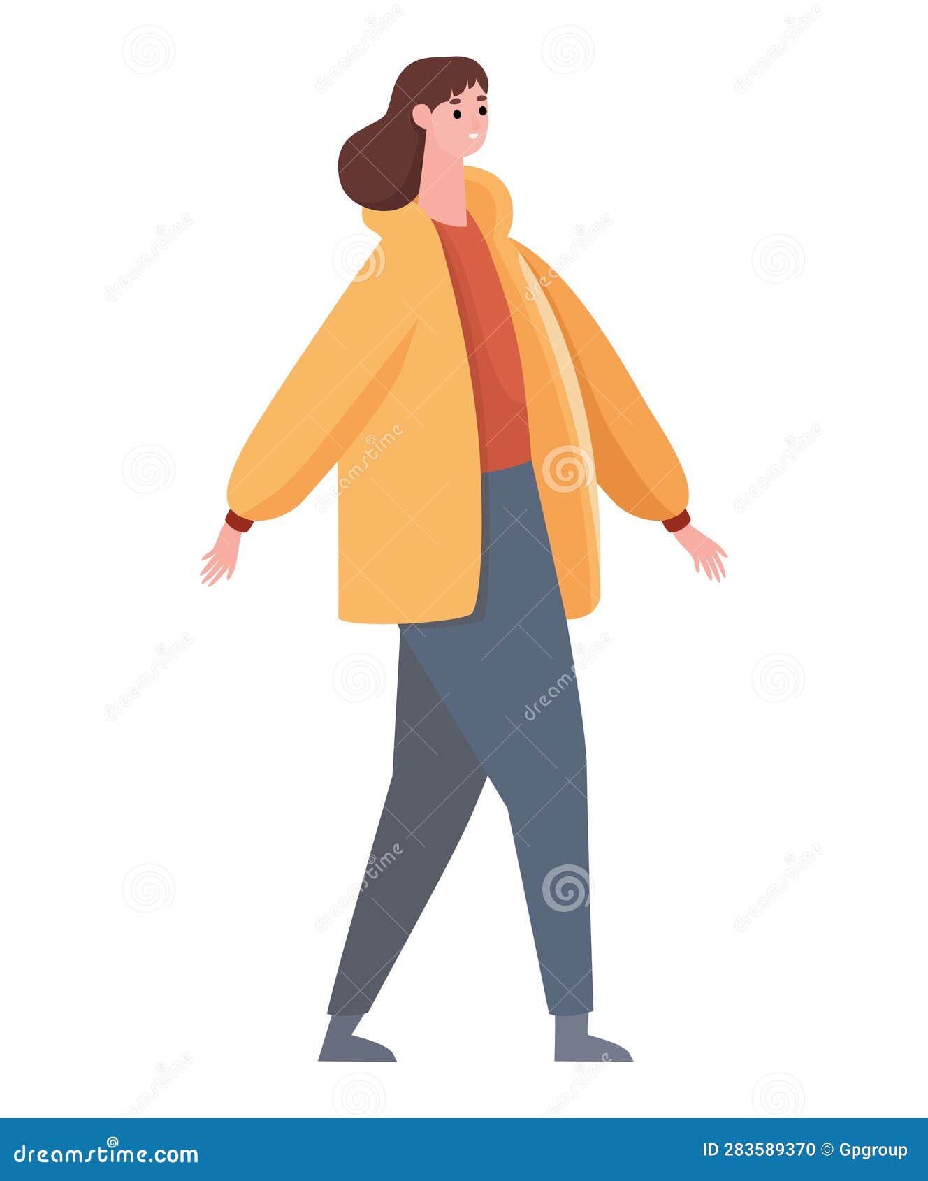 Man walking with joy stock vector. Illustration of caucasian - 283589370