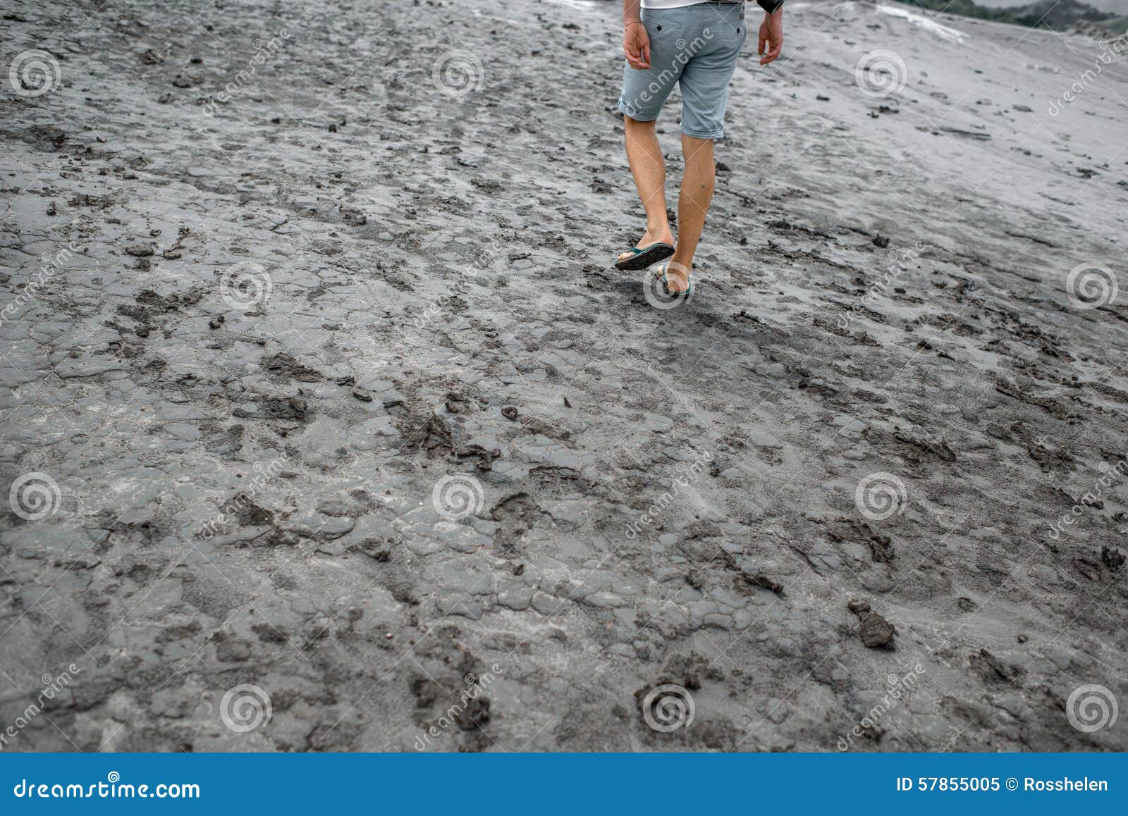 Man Walking on the Land with Mud Stock Image - Image of dramatic ...