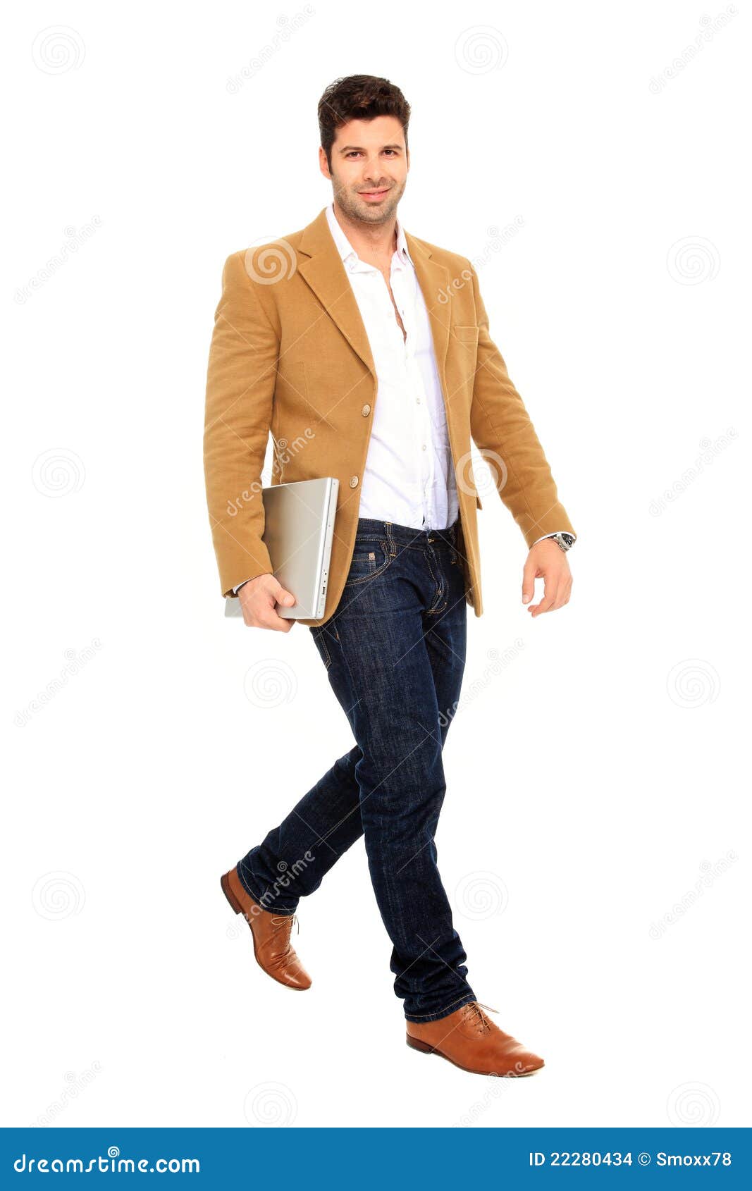 Man walking with a laptop stock photo. Image of isolated - 22280434