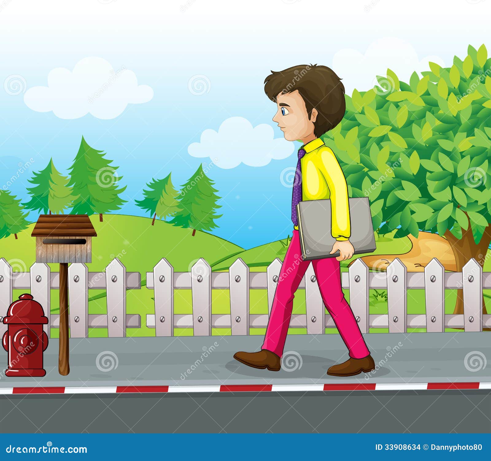 Man Walking With Boy Icon In Street Cartoon Vector | CartoonDealer.com ...