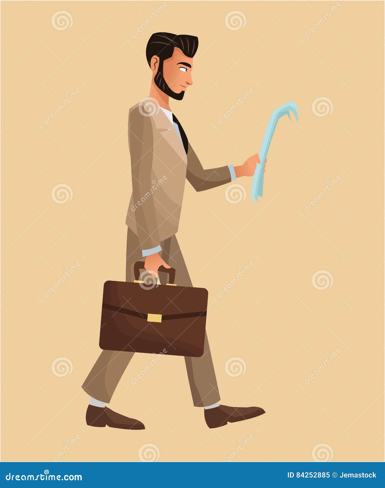 Man Walking Newspaper Portfolio Elegant Stock Vector - Illustration of ...