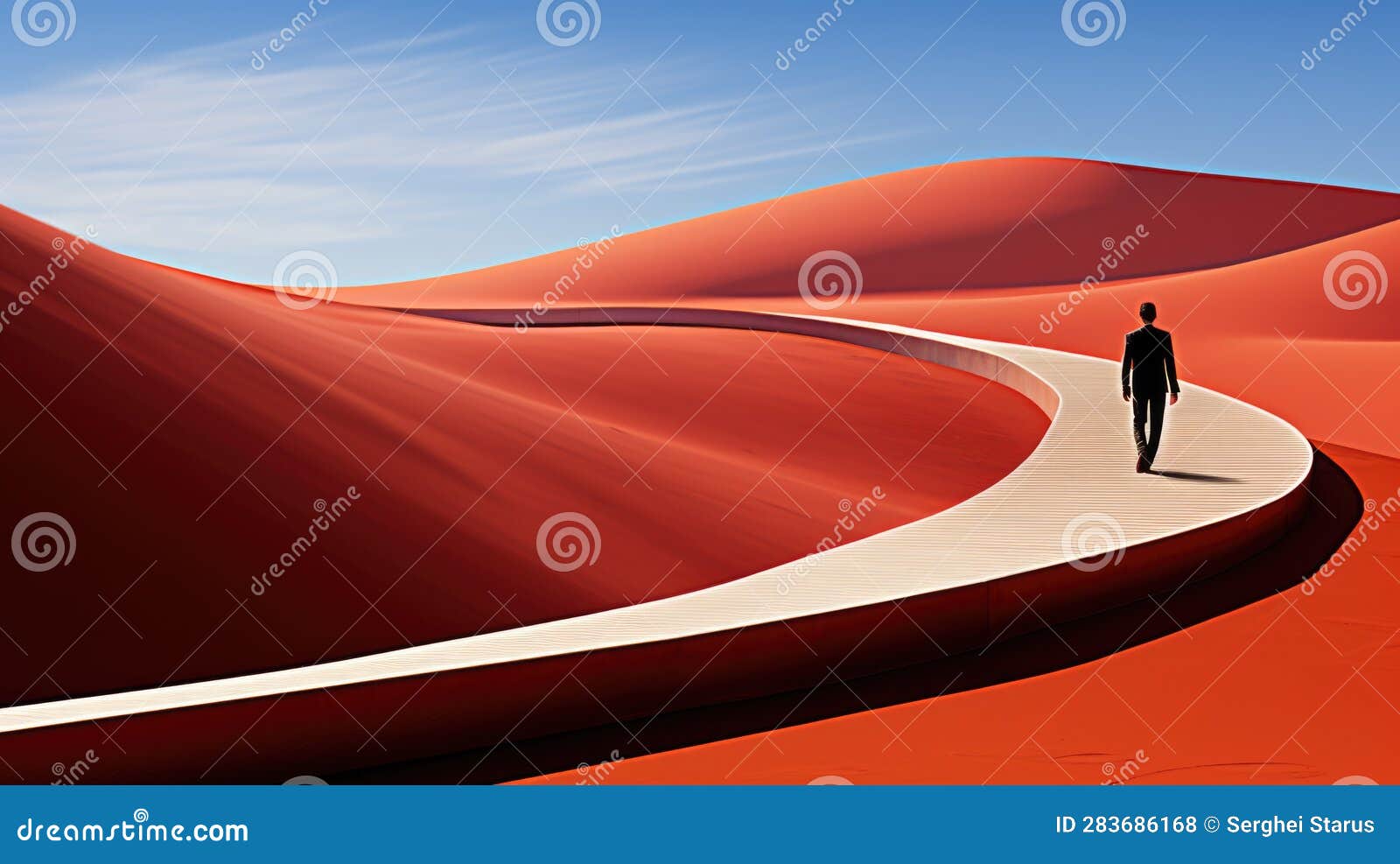 A Man Walking on a Path in the Desert. Generative AI Image. Stock Photo ...